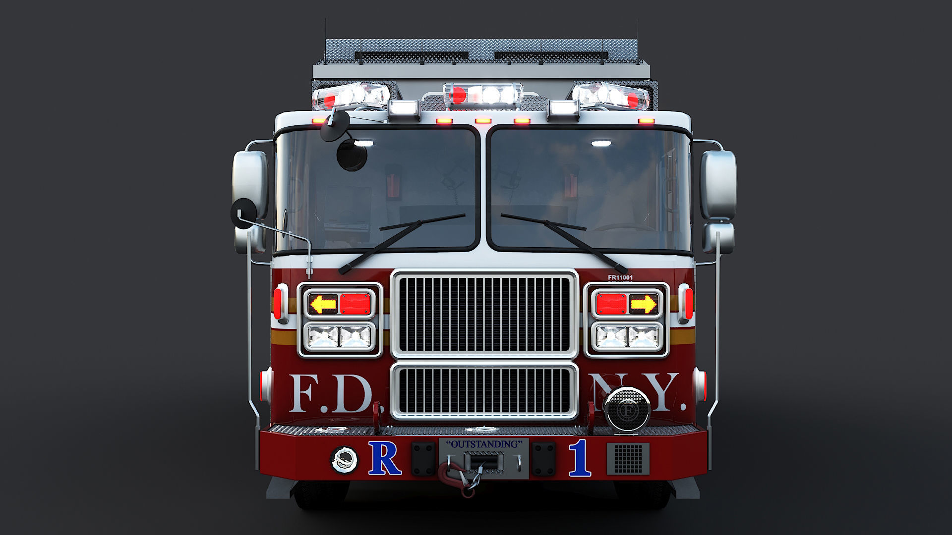3D model Fire Truck FDNY Rescue 1 with Interior VR / AR / low-poly ...