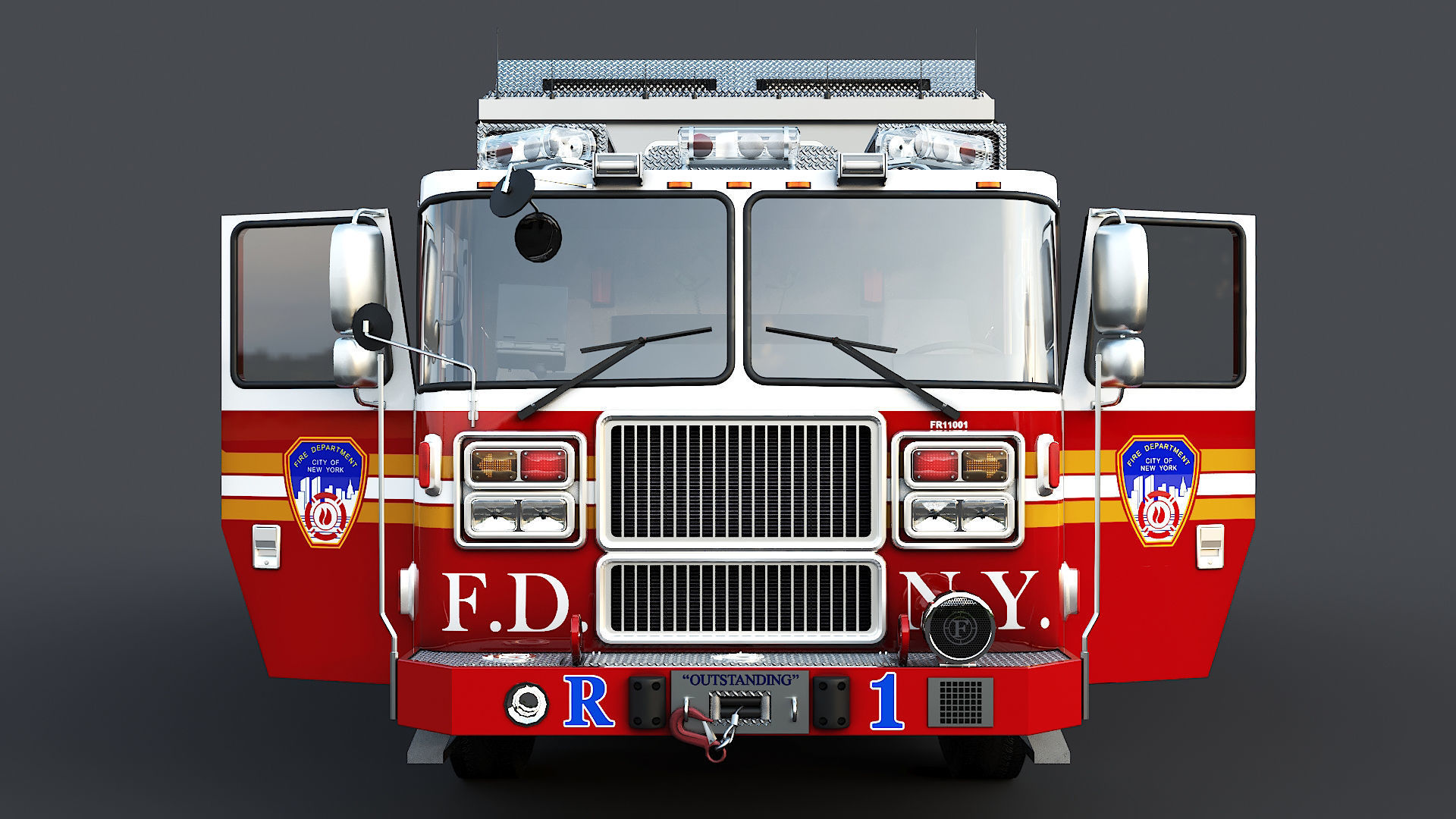 3D model Fire Truck FDNY Rescue 1 with Interior VR / AR / low-poly ...