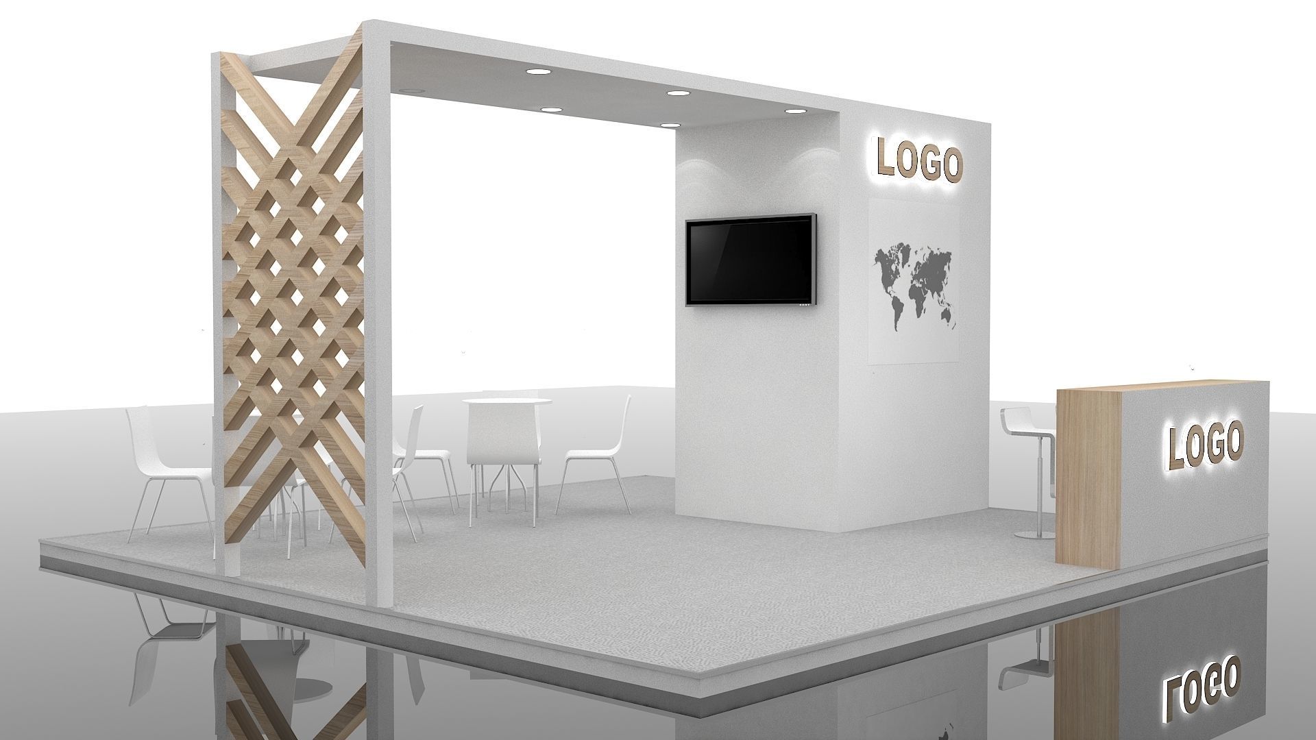 Exhibition Stand Booth 6 meter x 6 meter island stall 3D model | CGTrader