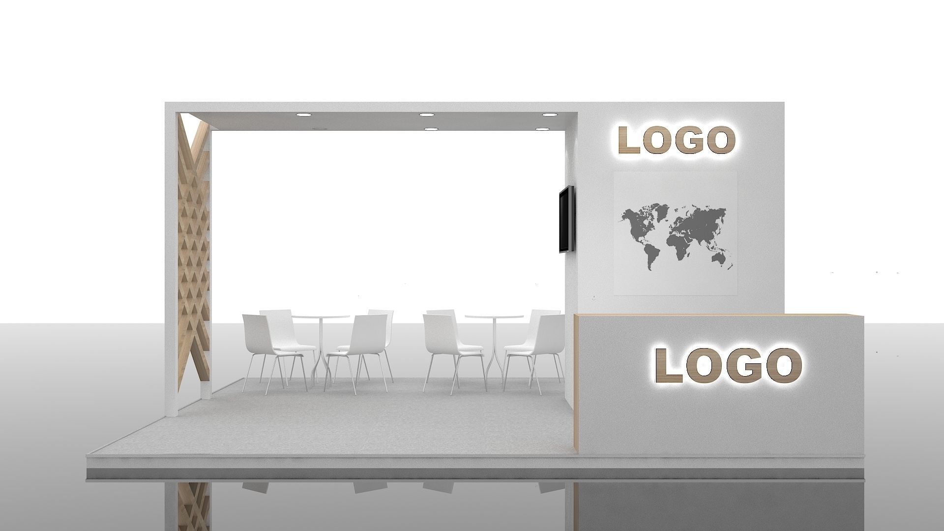 Exhibition Stand Booth 6 meter x 6 meter island stall 3D model | CGTrader