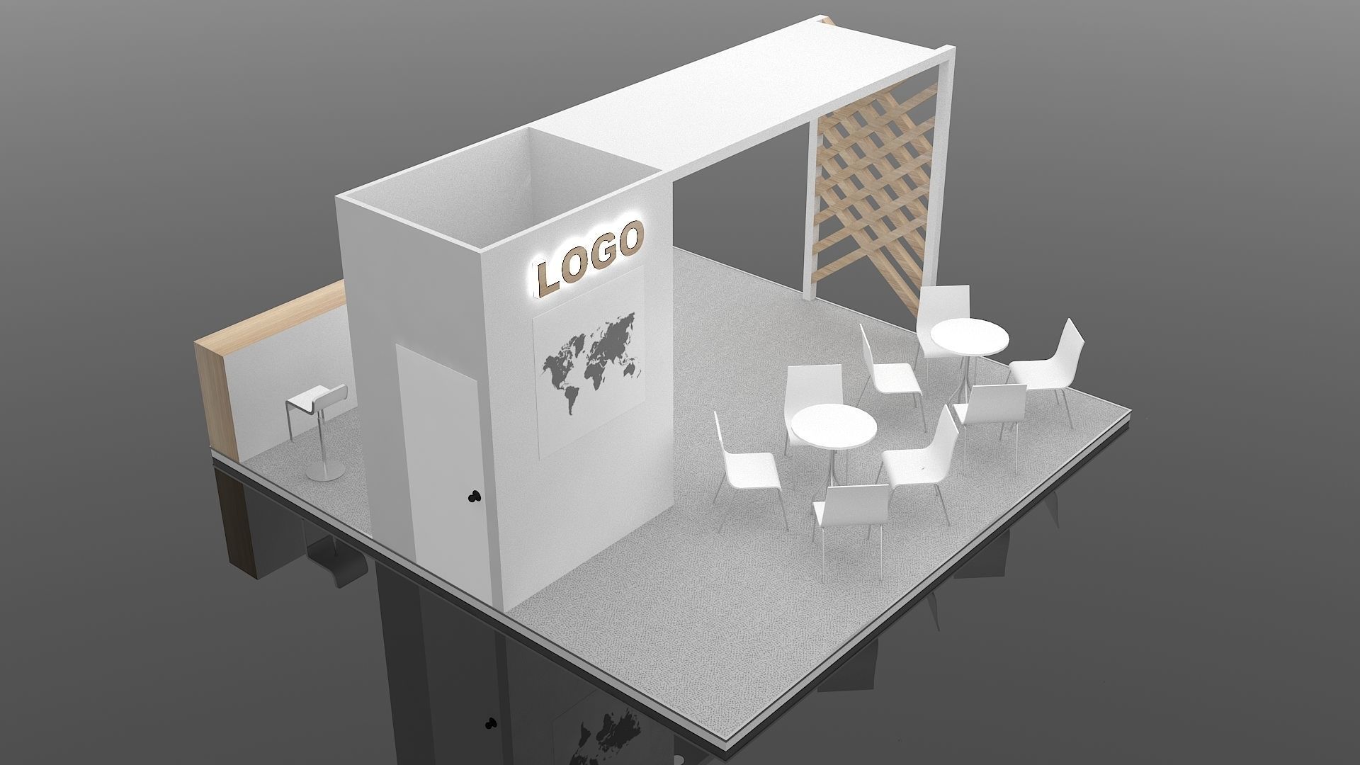 Exhibition Stand Booth 6 meter x 6 meter island stall 3D model | CGTrader