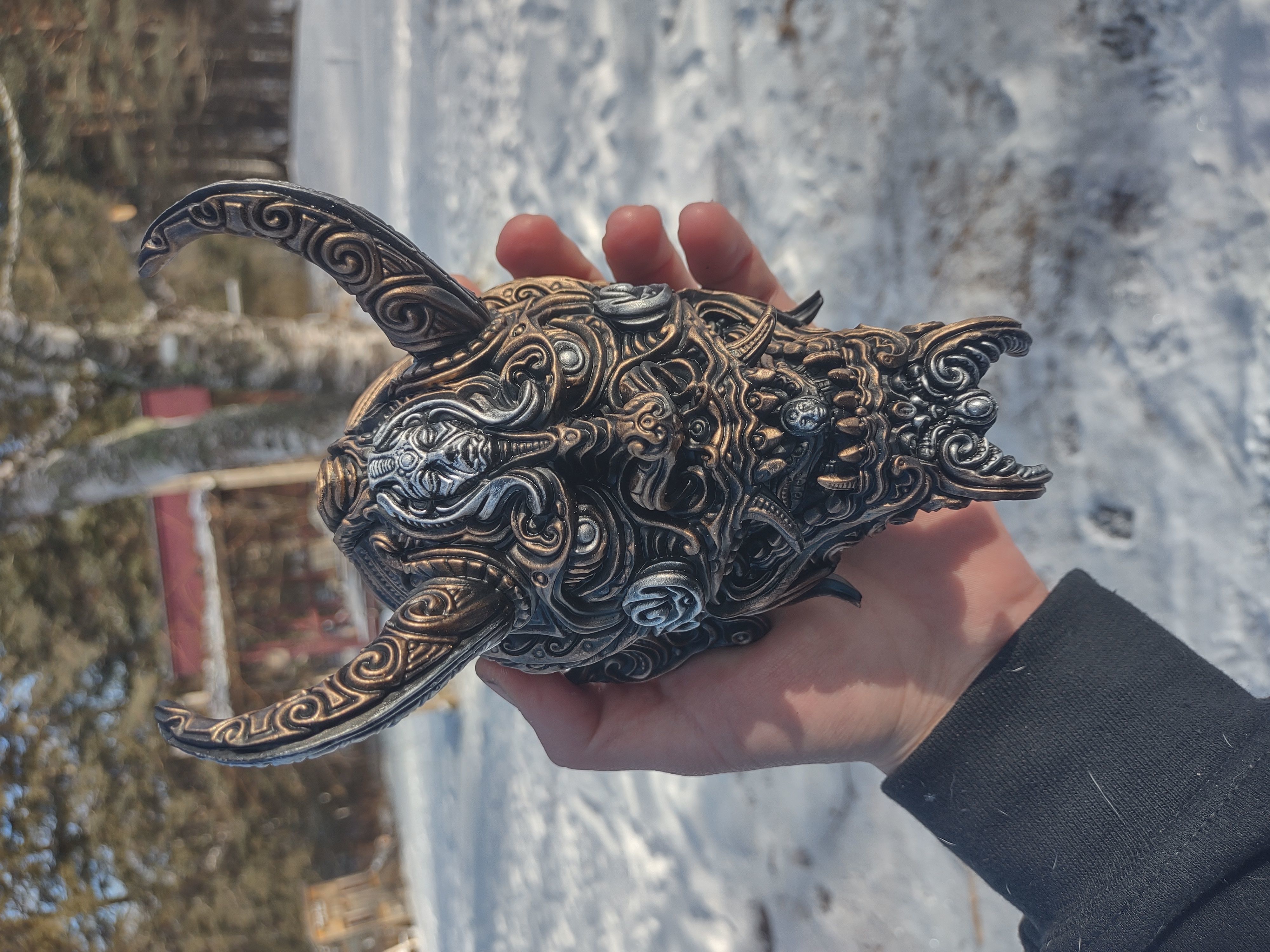 oni 4 person holding ornate piece of metal 3D model 3D printable | CGTrader