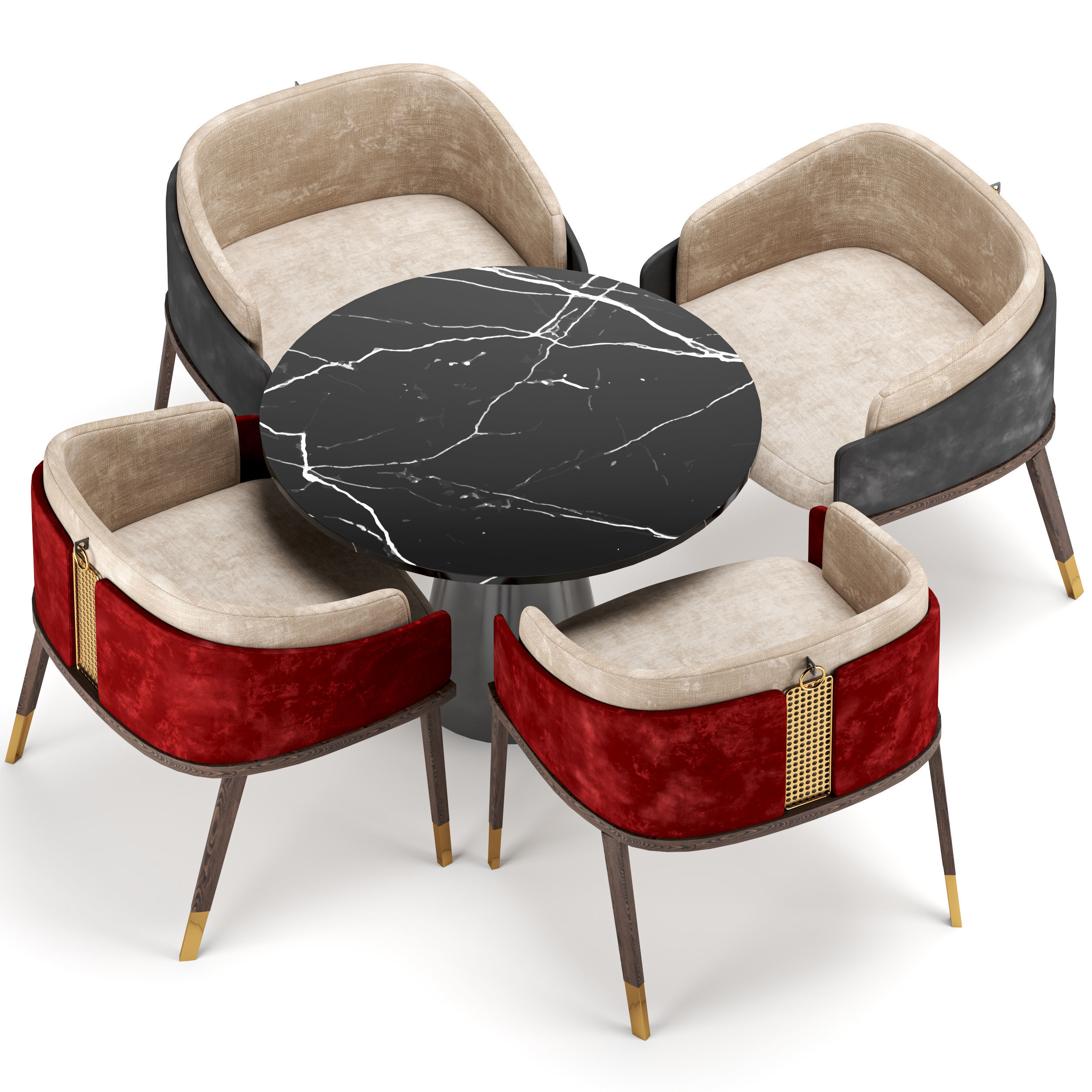 3D model velvet table minotti chair dinig set VR / AR / low-poly | CGTrader