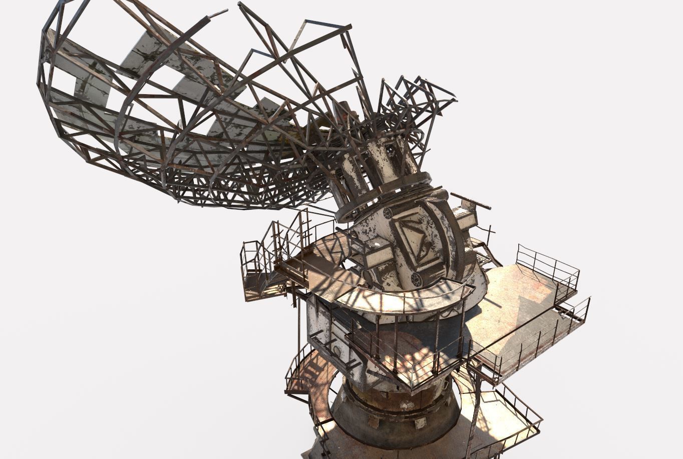 Broken Radar Station-Satellite Dish 3D model | CGTrader