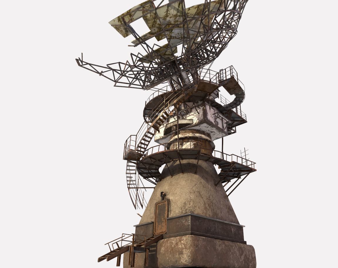 Broken Radar Station-Satellite Dish 3D model | CGTrader