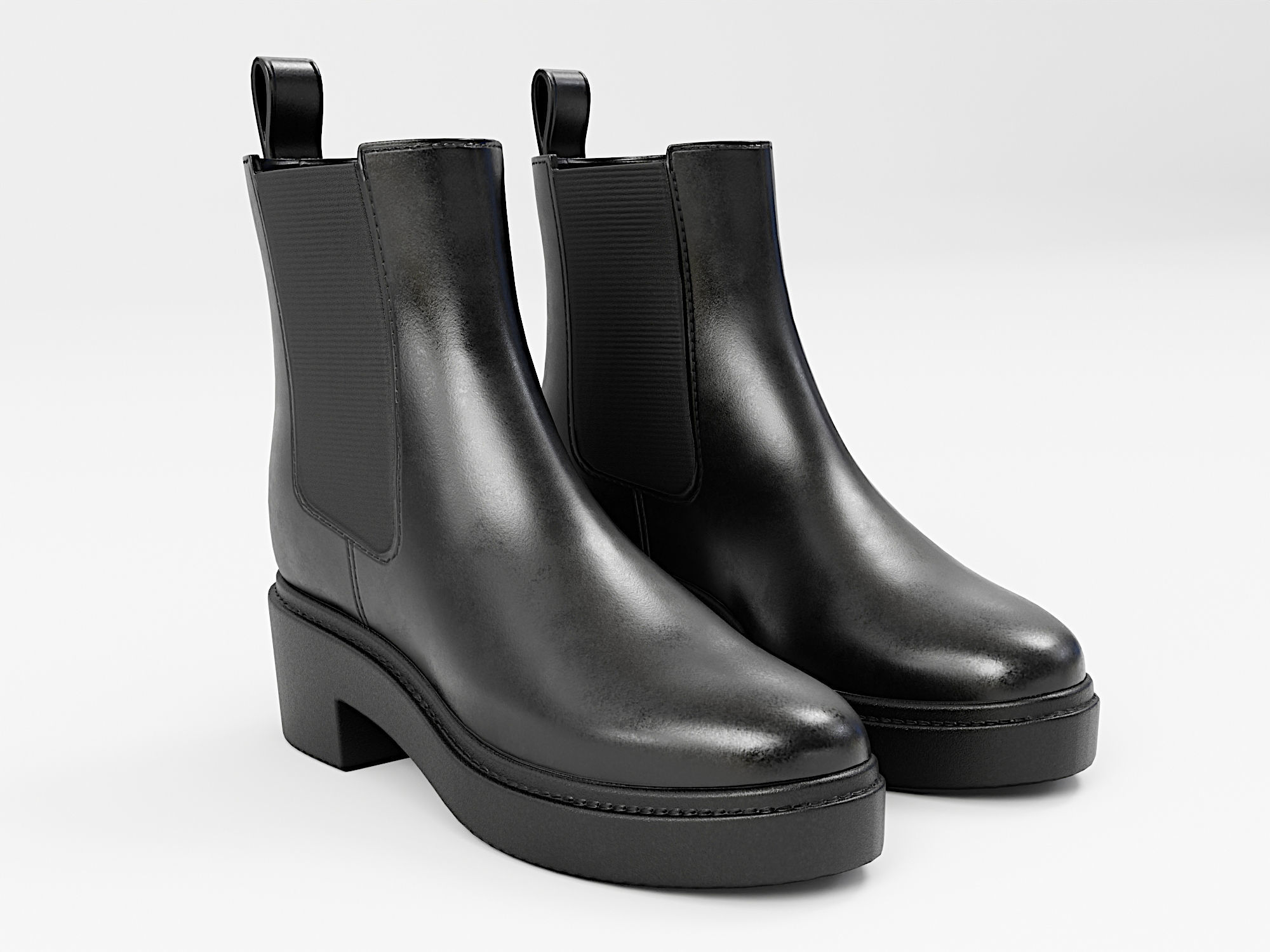 3D model Boot Chelsea Leather Black PBR 4K Shoes VR / AR / low-poly ...
