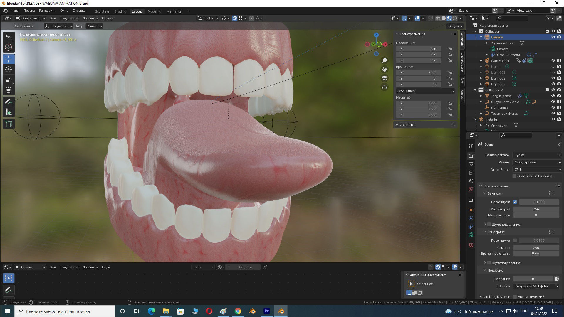 Realistic human jaw with teeth and tongue 3D model animated rigged ...