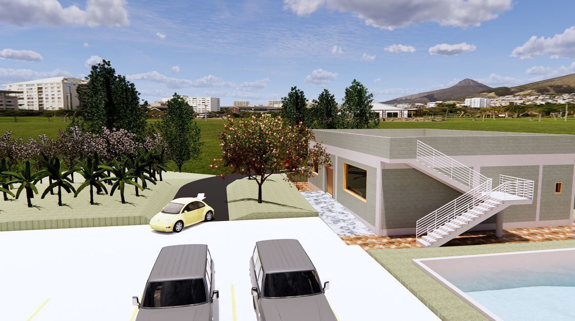 Resort house with swimming pool and parking and garden in Revit 3D ...