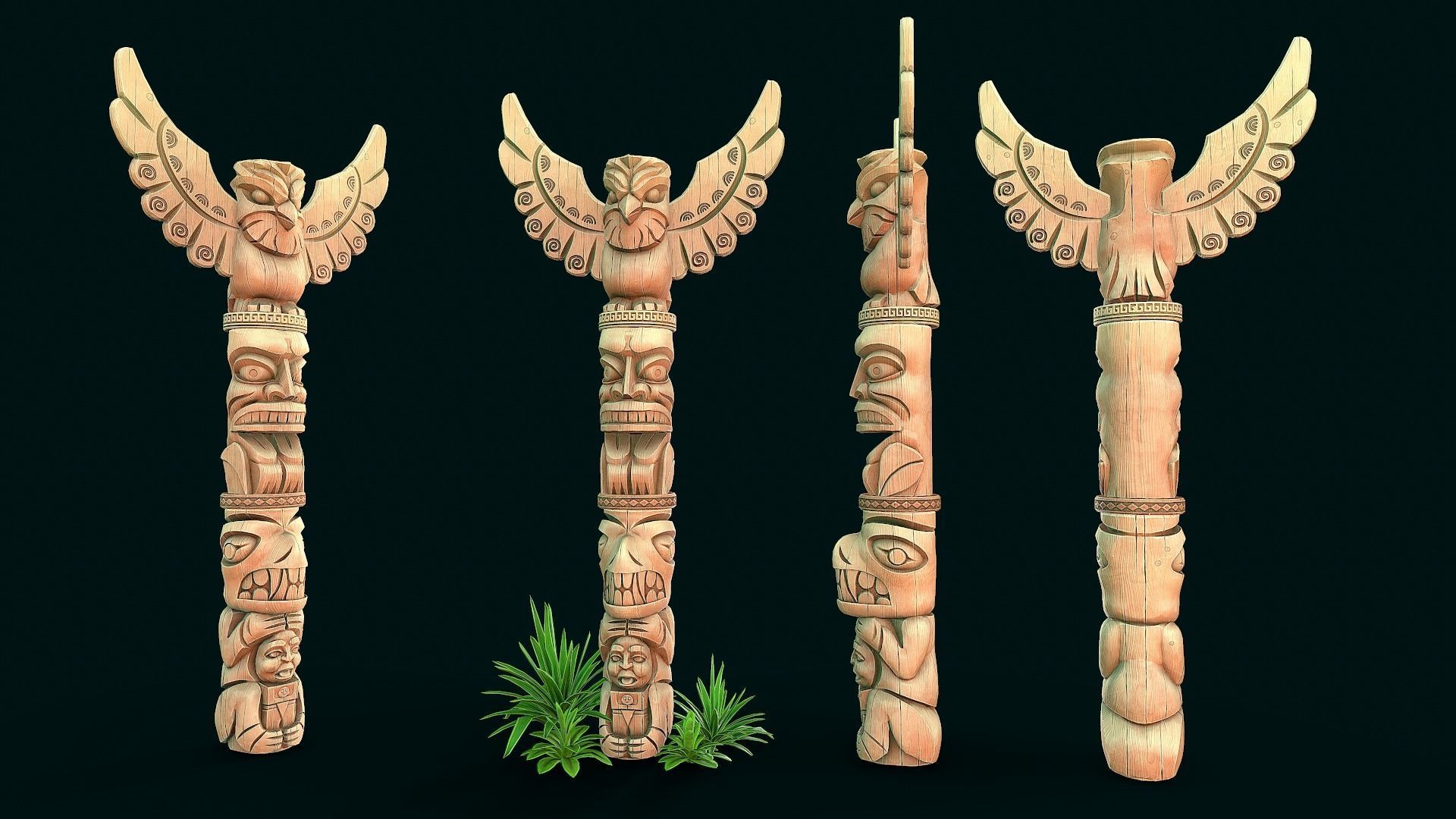 3D model Stylized Wood Totem 8 VR / AR / low-poly | CGTrader