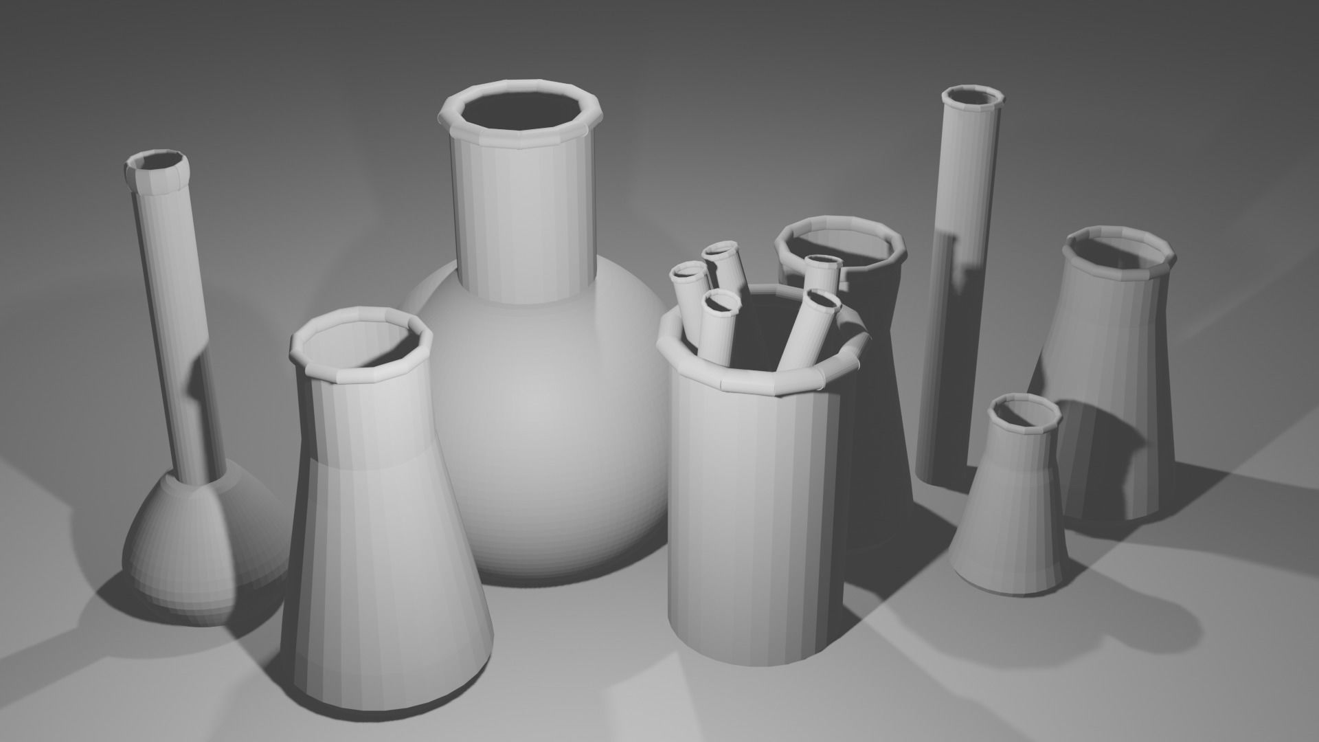 3D model Stylized Laboratory Test Tubes Low-poly 3D model VR / AR / low ...