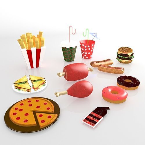 3D model Cartoon Food Pack Collection VR / AR / low-poly | CGTrader