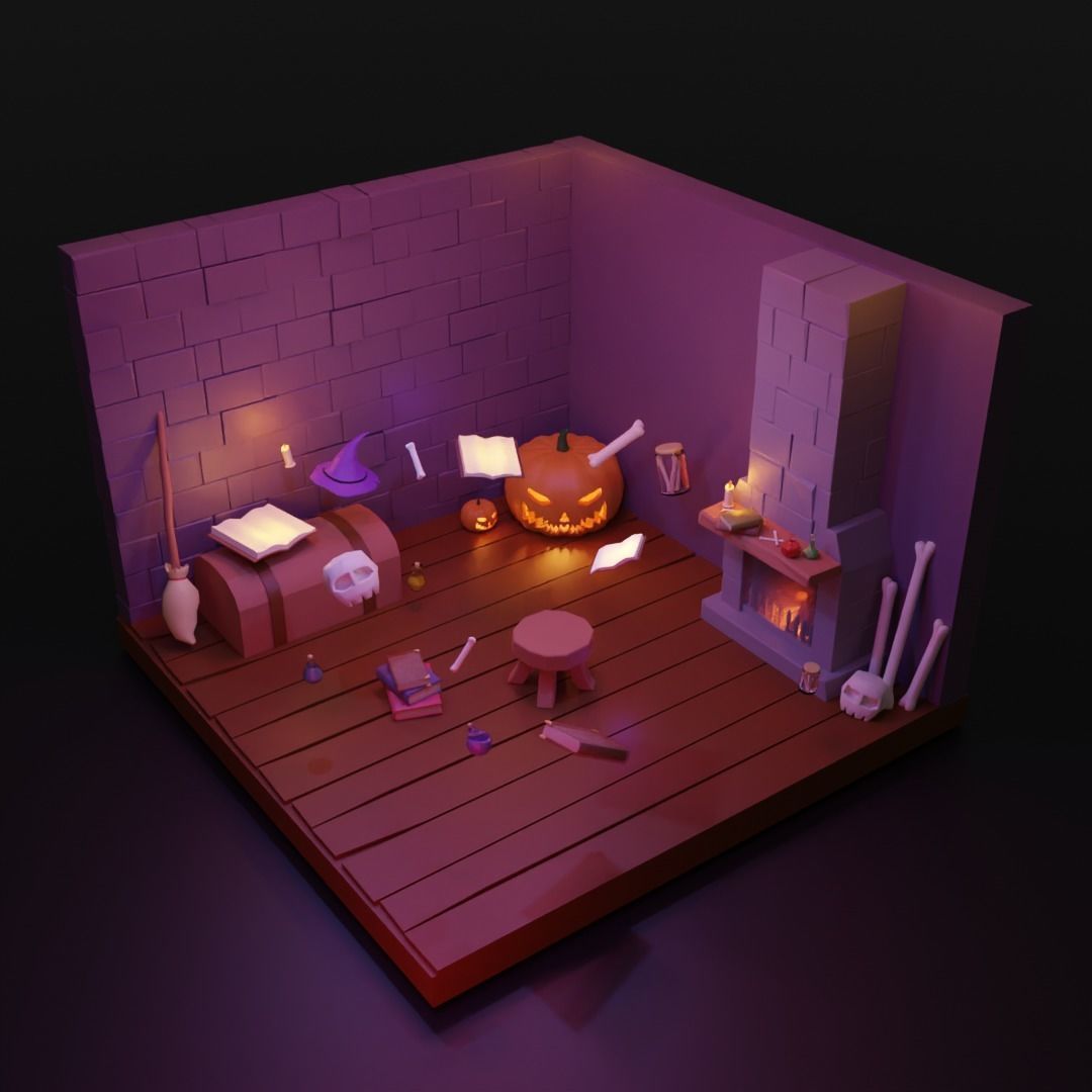 3D model Halloween Room Witch Room VR / AR / low-poly | CGTrader