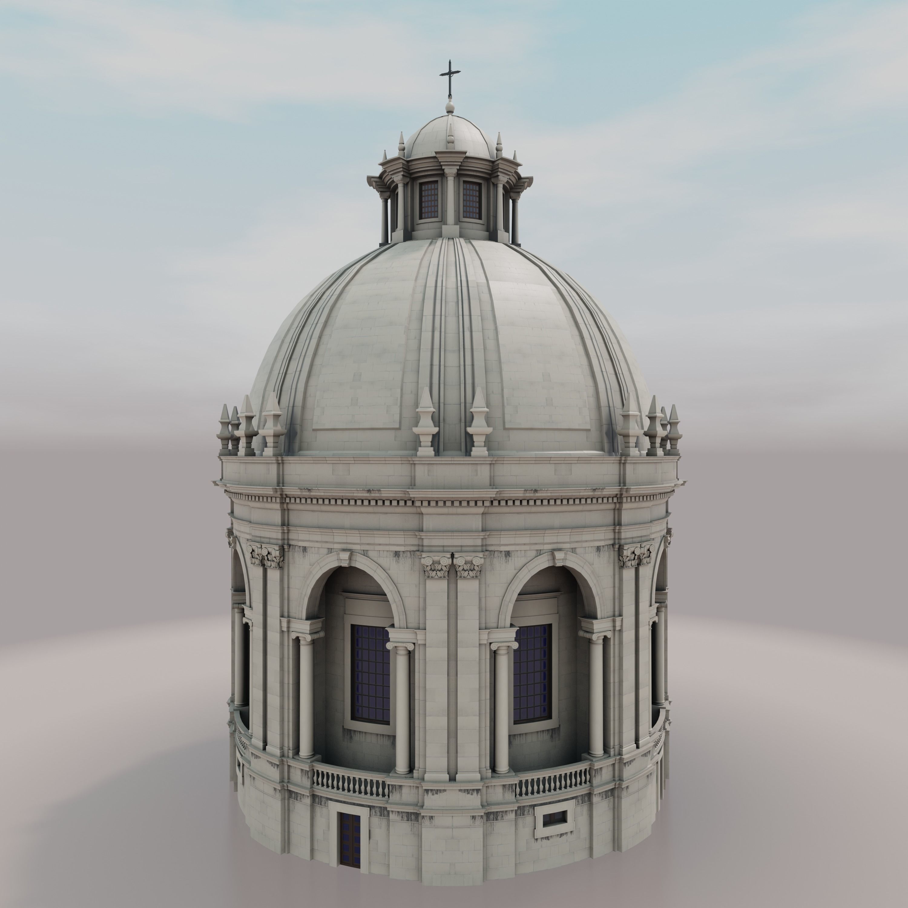 3D model Chapel with dome in classic style and simple interior VR / AR ...