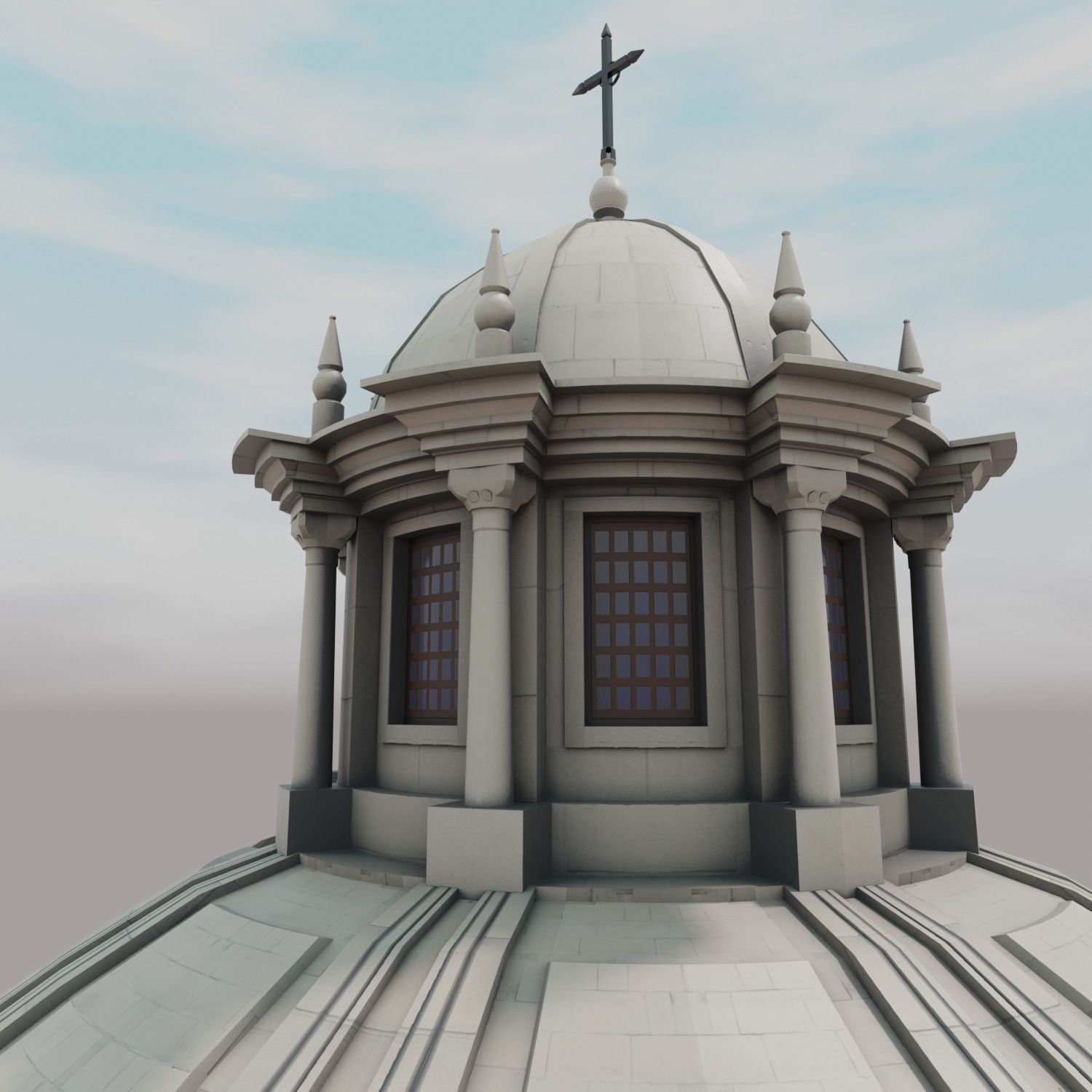 3D model Chapel with dome in classic style and simple interior VR / AR ...