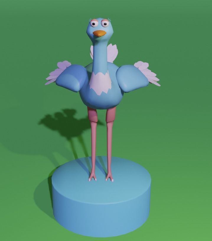 3D model 3D Rigged and Animated Sylized Mid Poly - Low Poly Ostrich VR ...