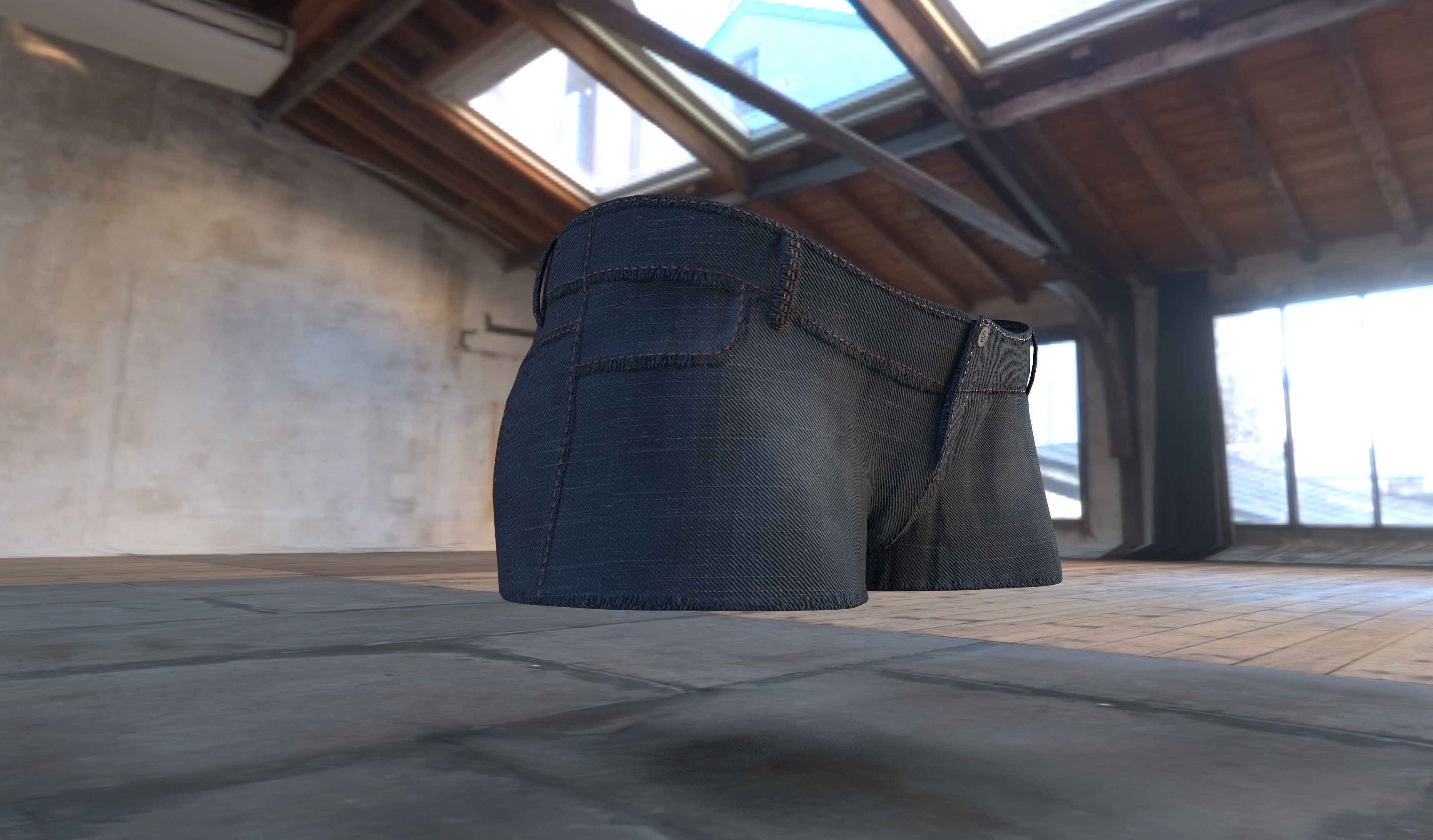 Free Denim short shorts Low-poly 3D model free VR / AR / low-poly 3D ...