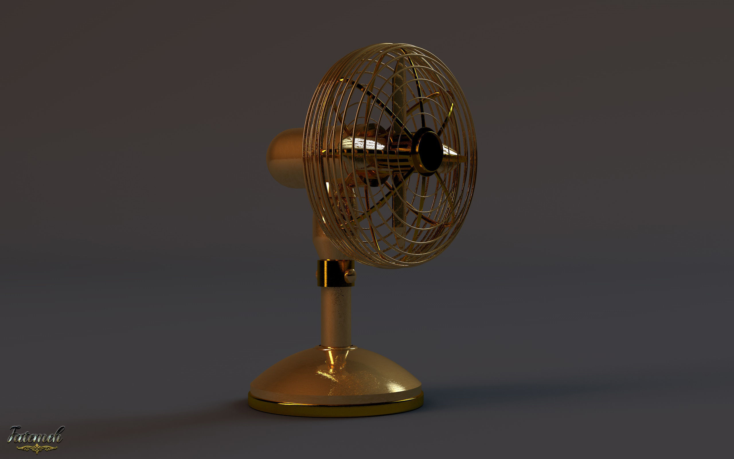Animated Gold Fan 3D model animated | CGTrader