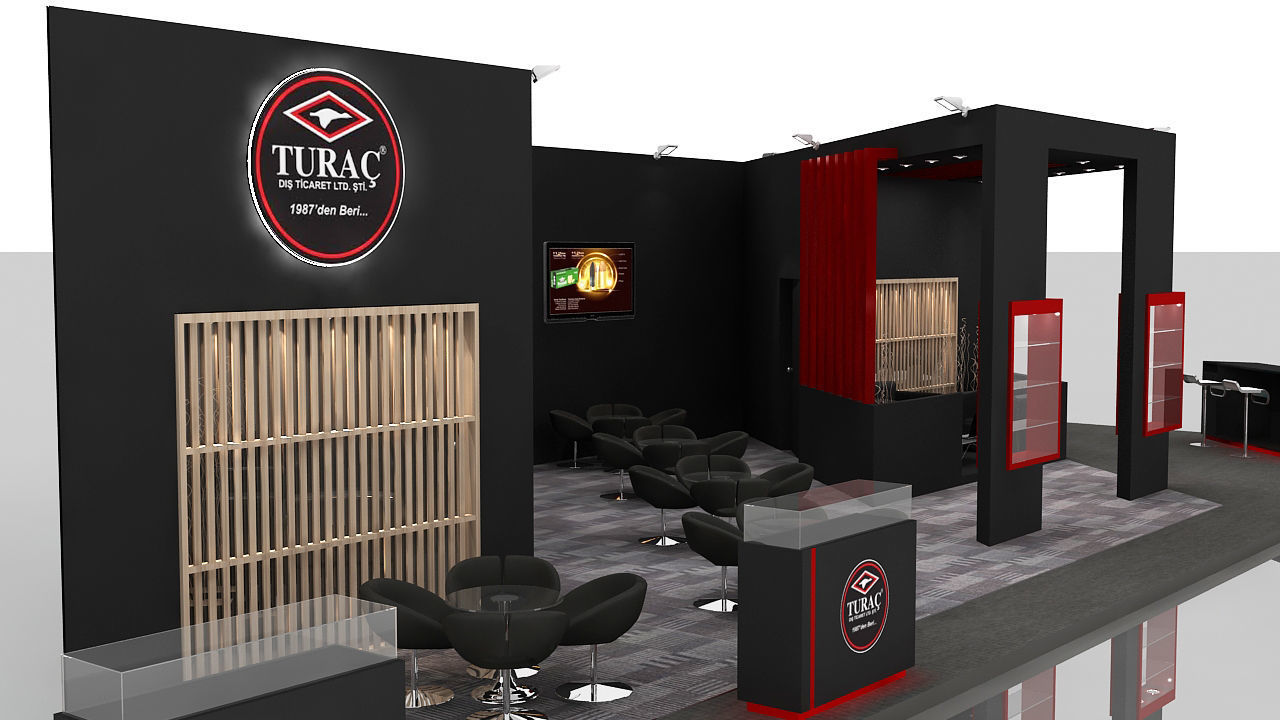Booth Exhibition Stand 3 Side Open 3D model | CGTrader