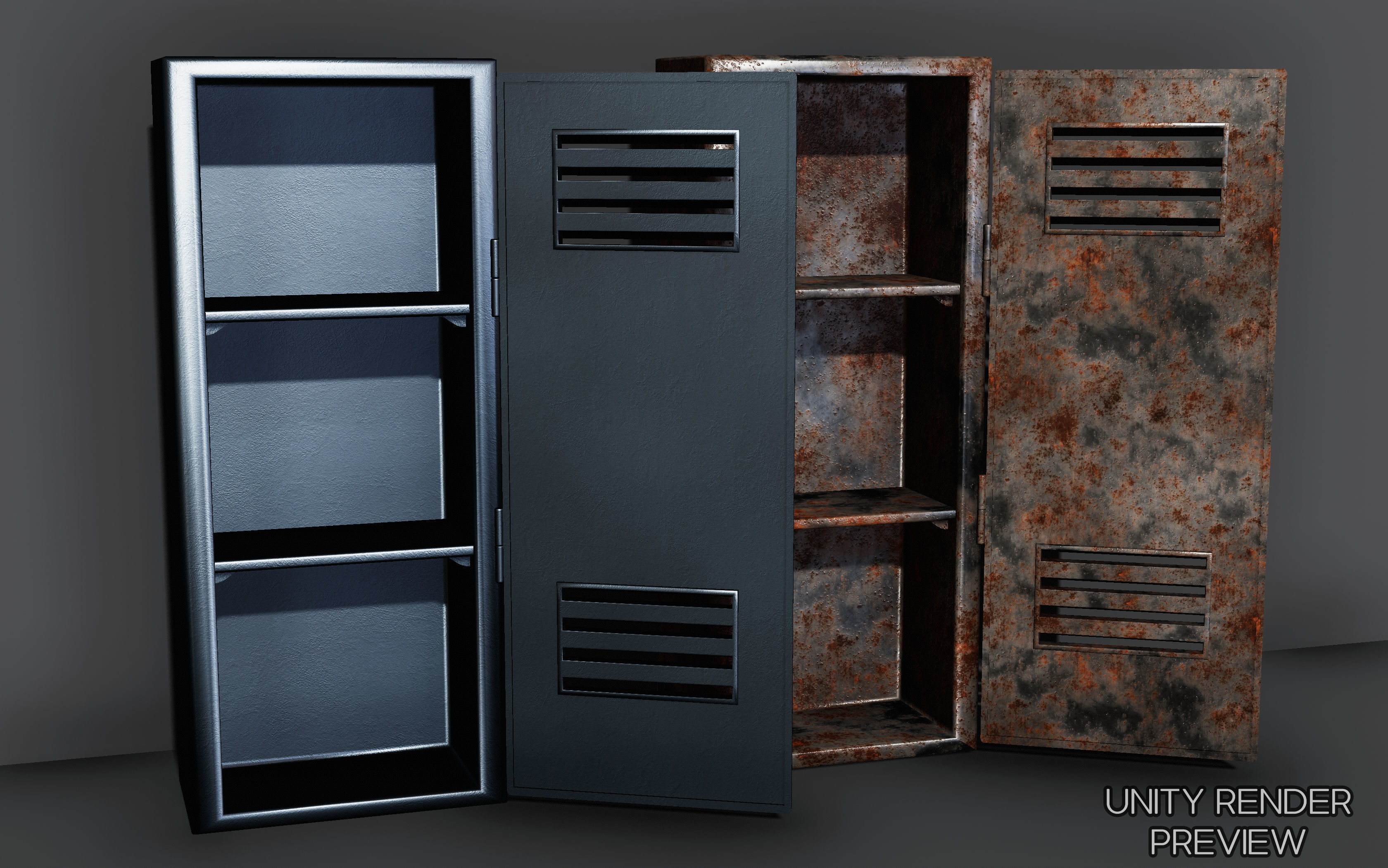 Two rigged lockers for a gym school workplace 3D model rigged | CGTrader