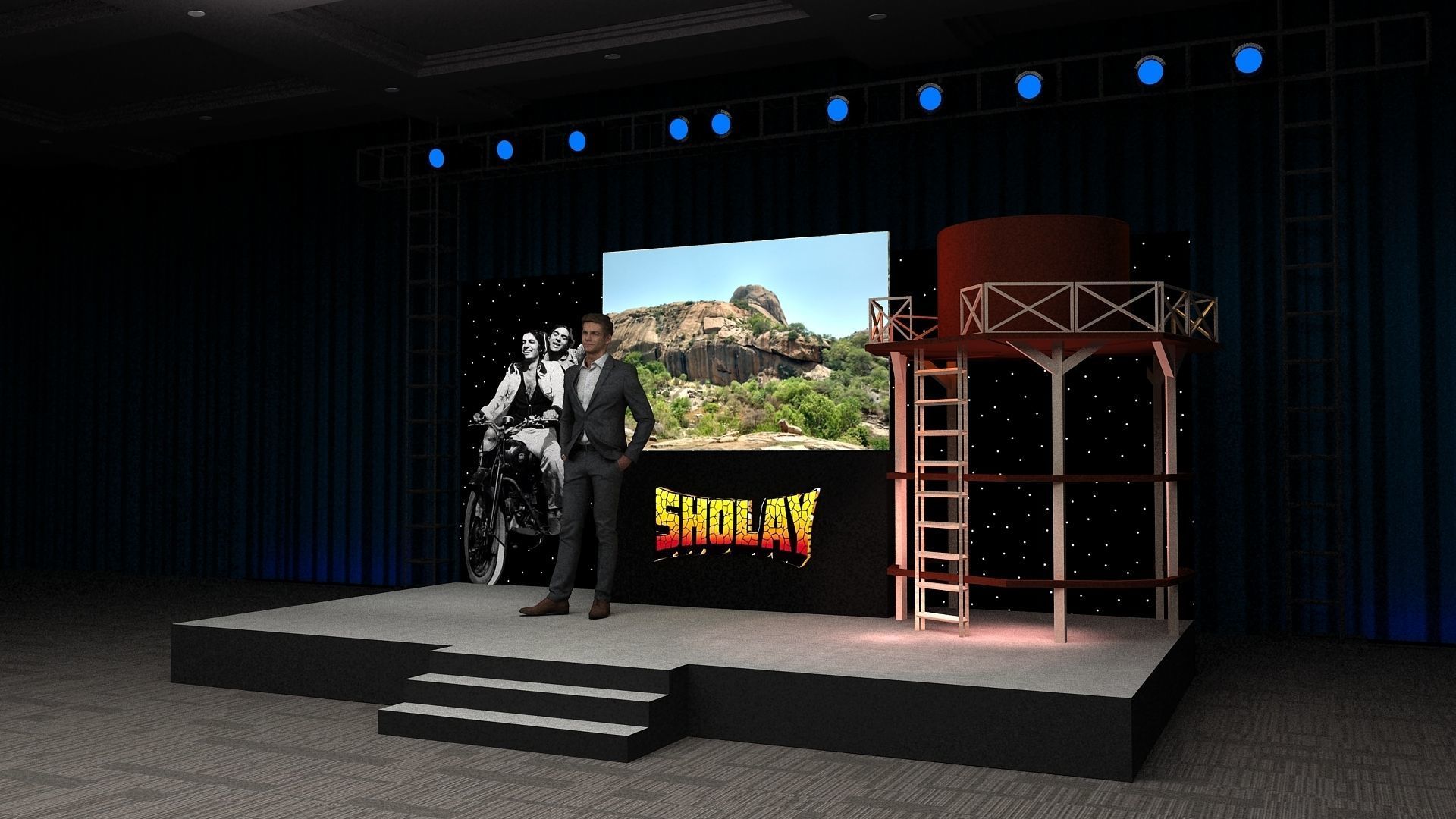 Sholay theme stage 3D model | CGTrader