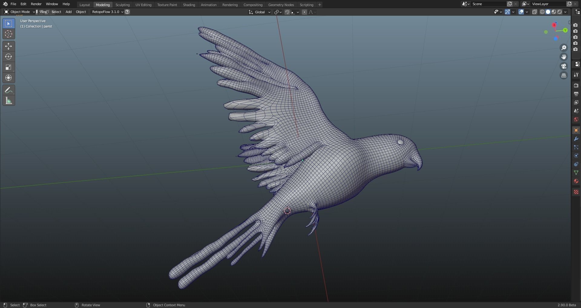 3D model parrot parakeet flying in sky VR / AR / low-poly | CGTrader