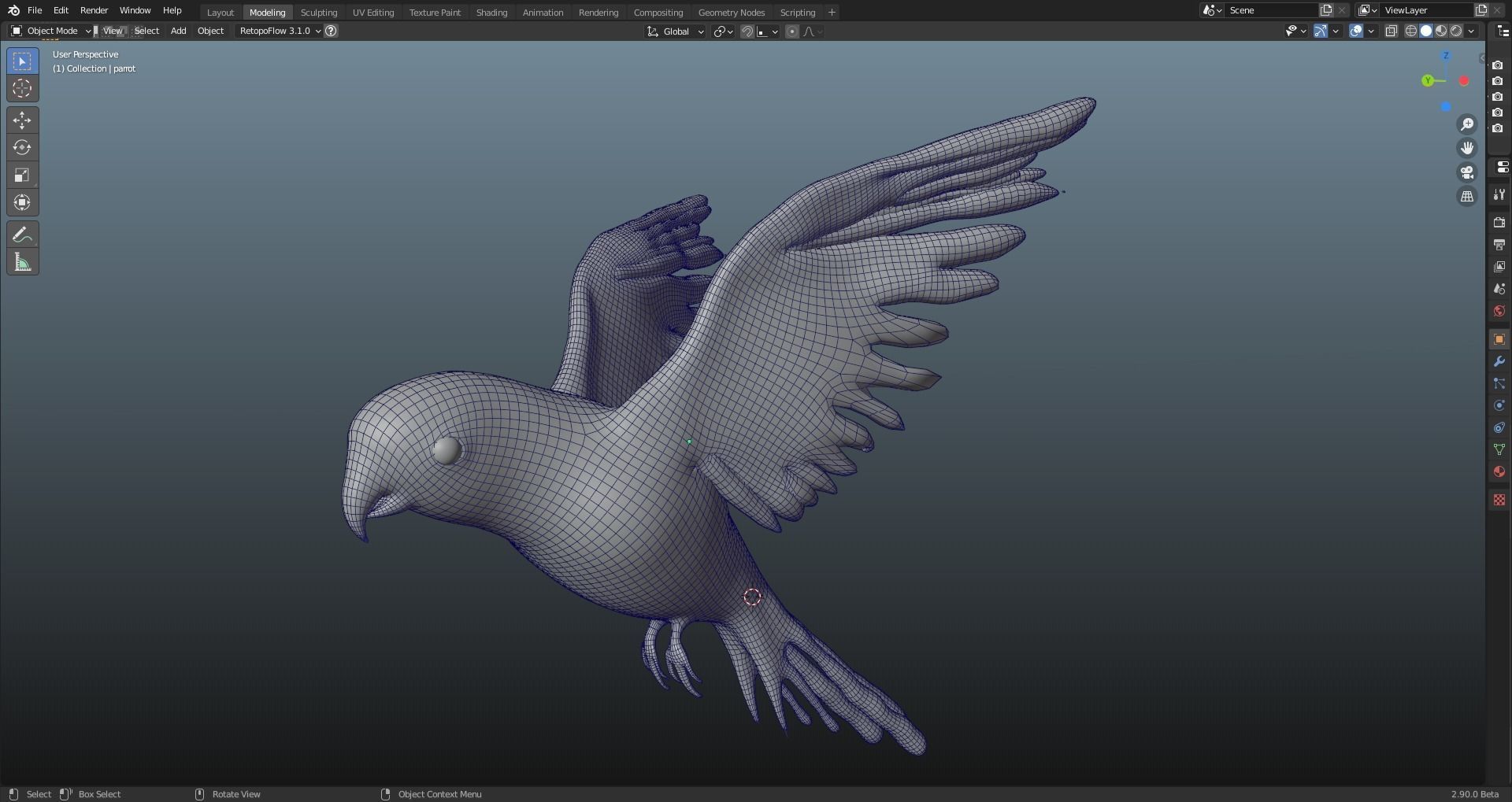 3D model parrot parakeet flying in sky VR / AR / low-poly | CGTrader