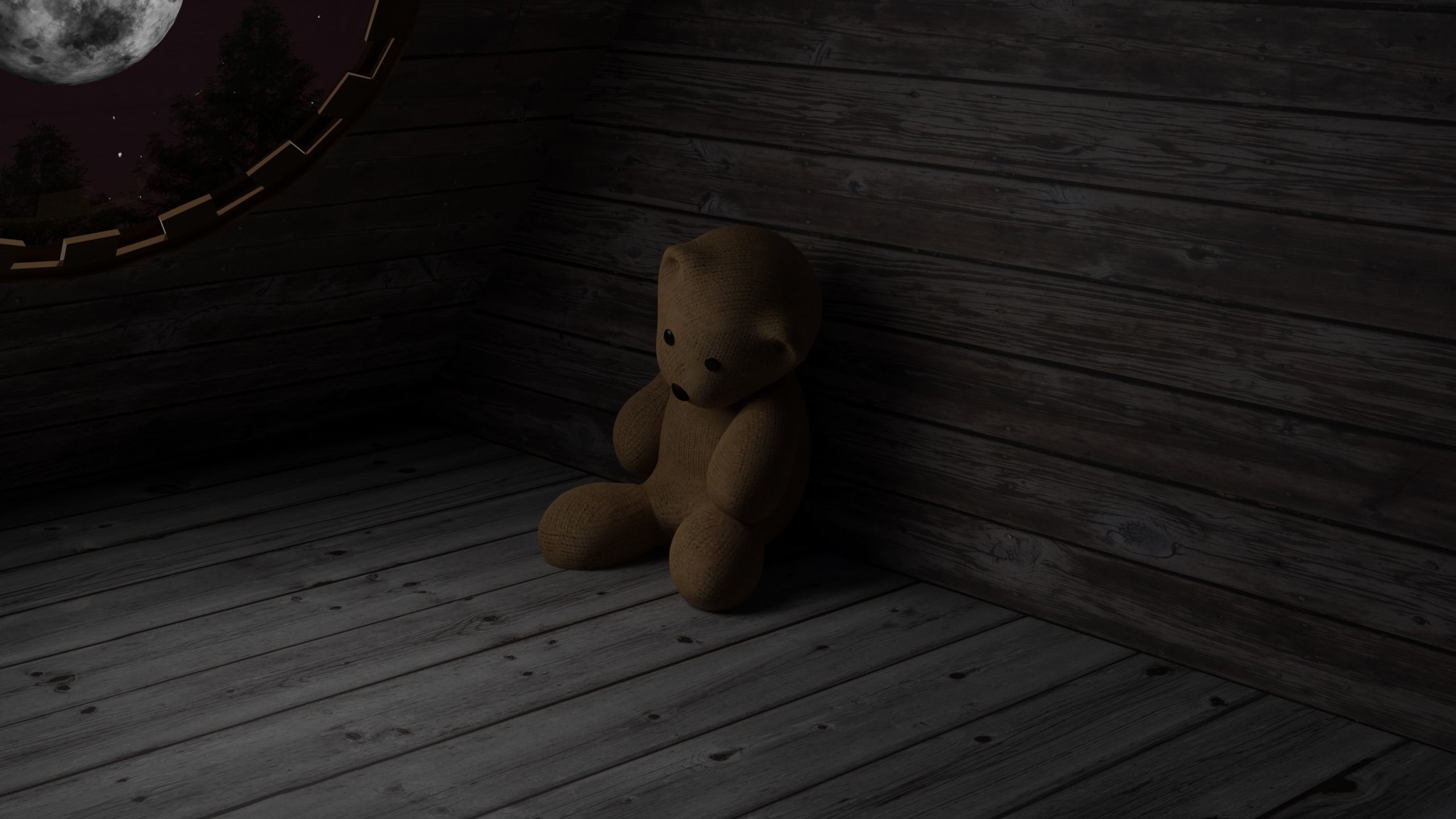 teddy bear scene on attic 3D model rigged | CGTrader