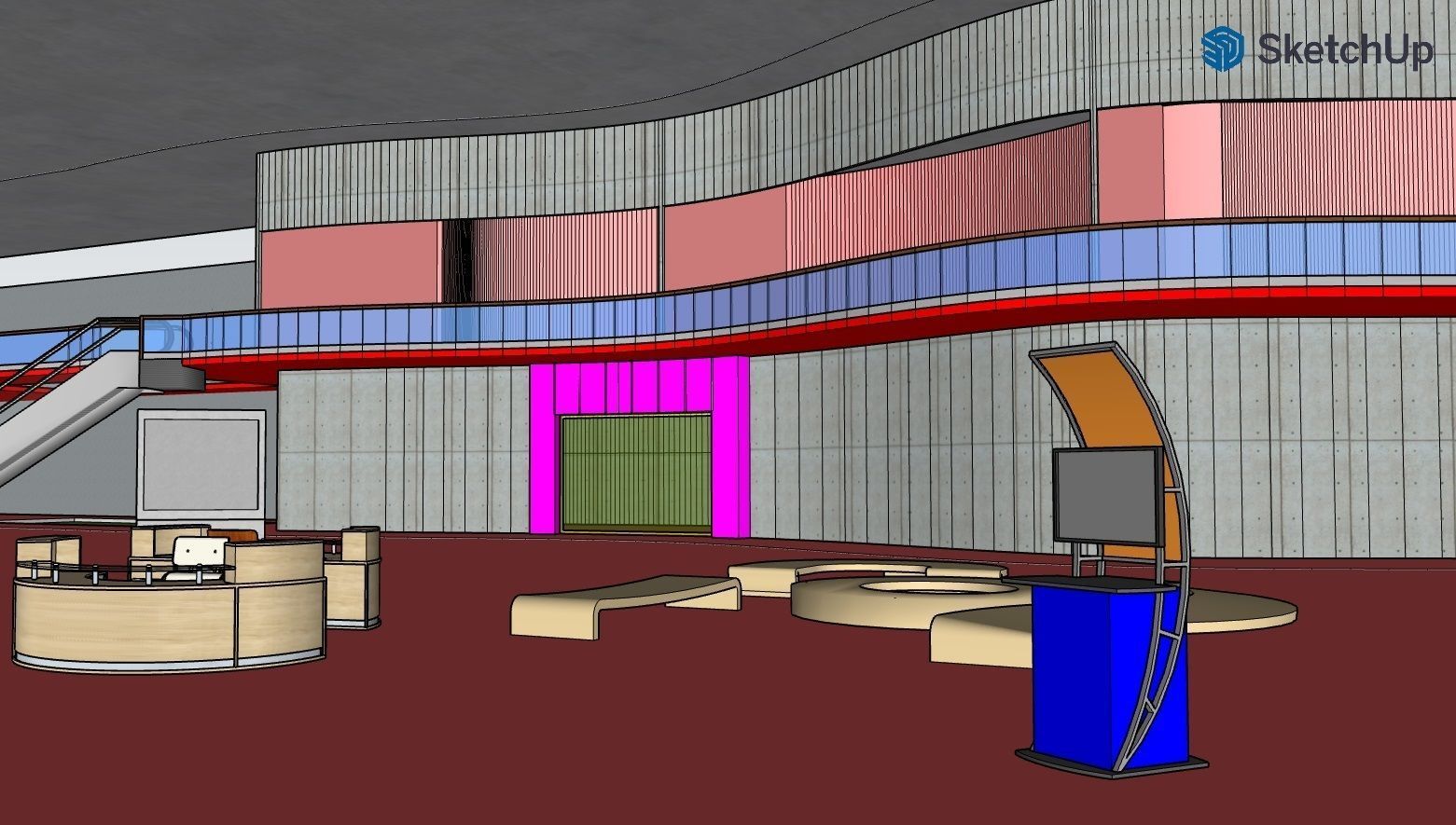 3d scene of lobby interior ready for virtual events 3D model animated ...