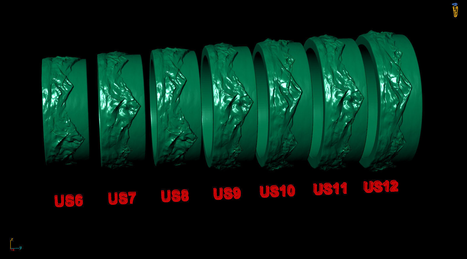 Mountain Range Wedding Band Landscape Design 3D model 3D printable ...