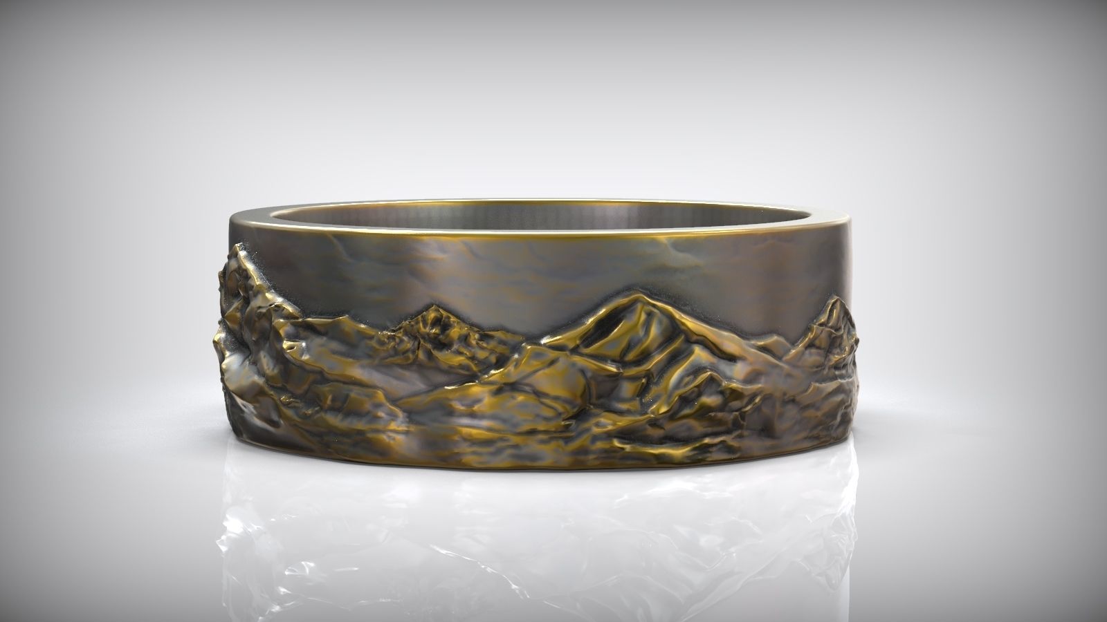 Mountain Range Wedding Band Landscape Design 3D model 3D printable ...