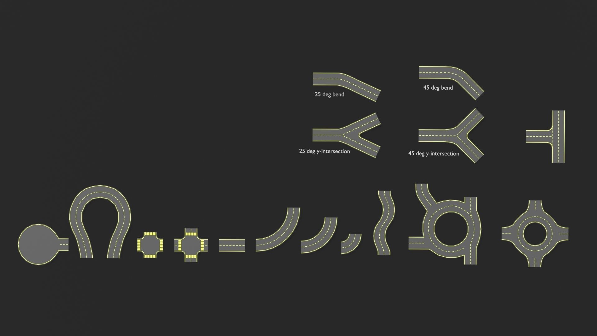 3D model Modular road pack VR / AR / low-poly | CGTrader