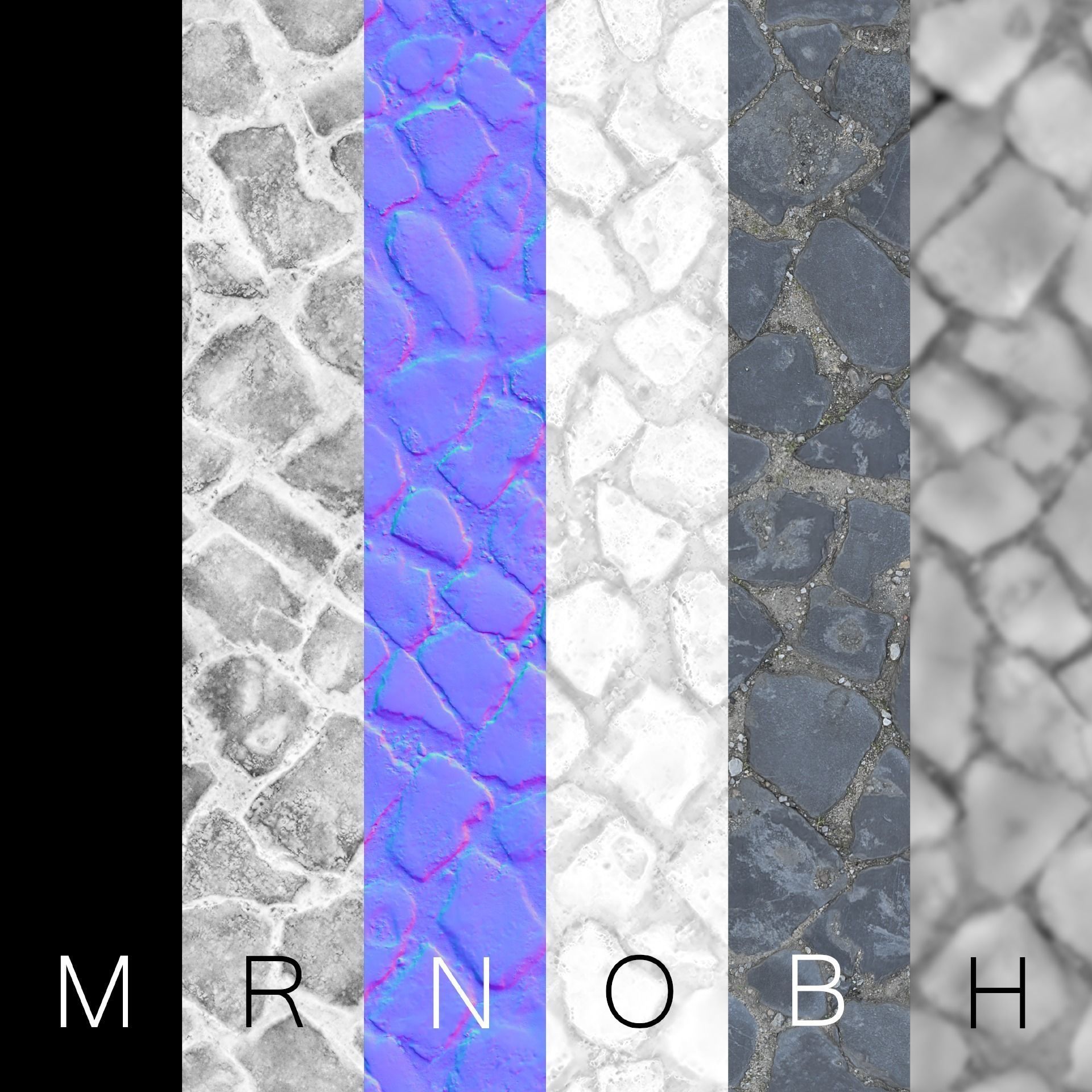 Black cobblestone seamless PBR texture Texture | CGTrader