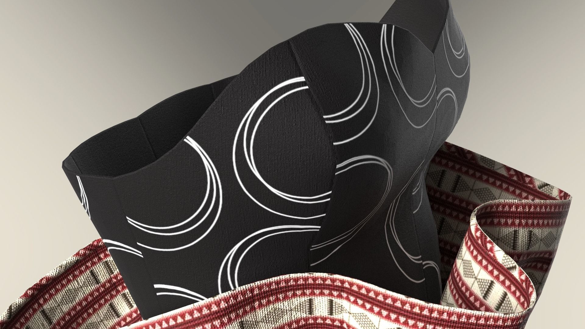 Womens black jumpsuit with an Arabic sadu print 3D model | CGTrader