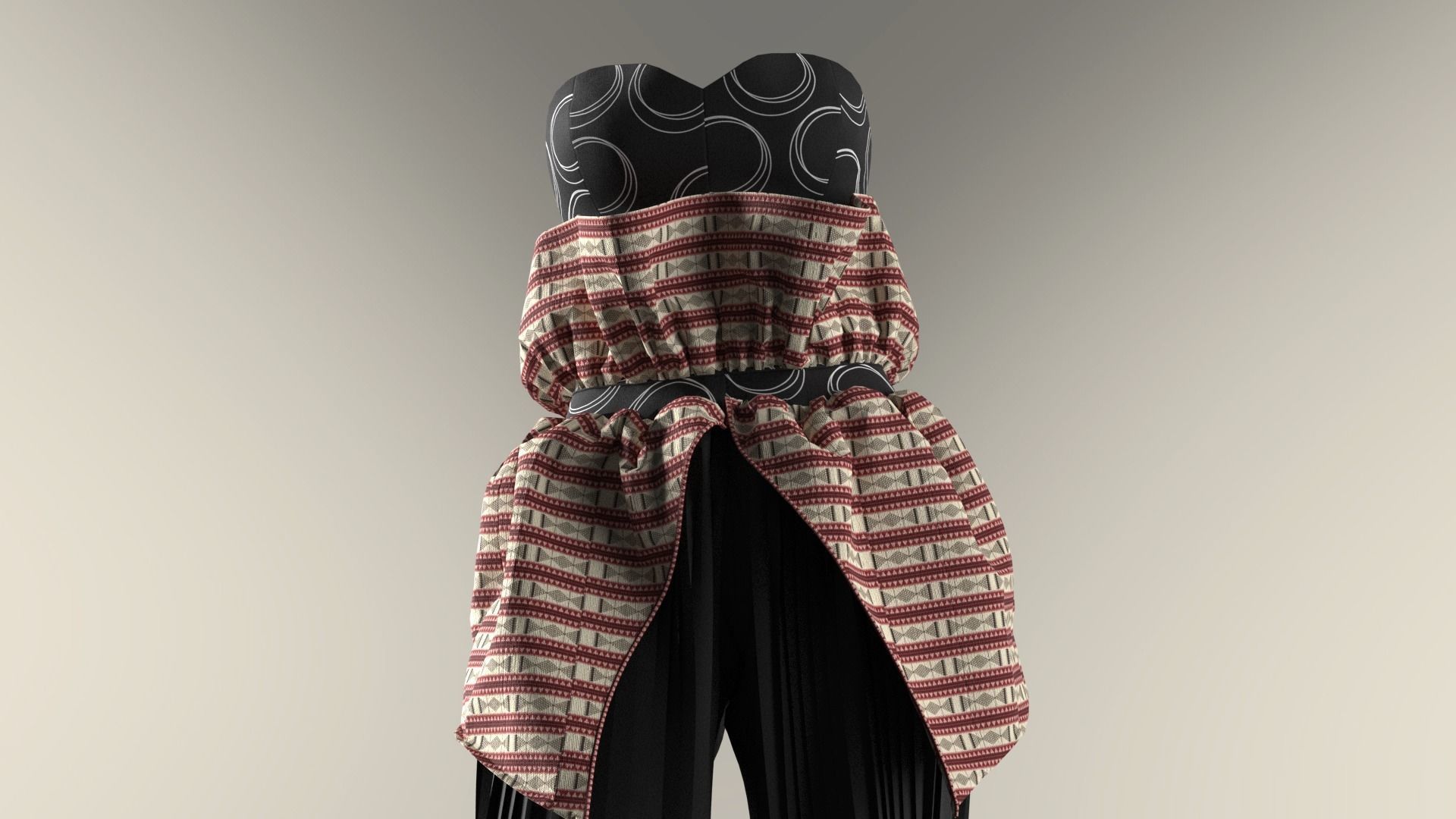 Womens black jumpsuit with an Arabic sadu print 3D model | CGTrader