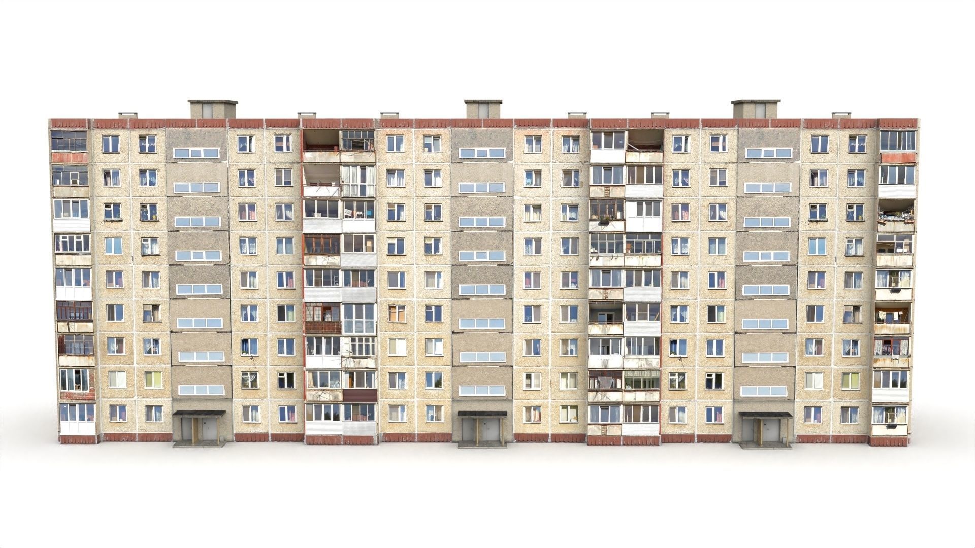 3D model Nine-storey residential building VR / AR / low-poly | CGTrader