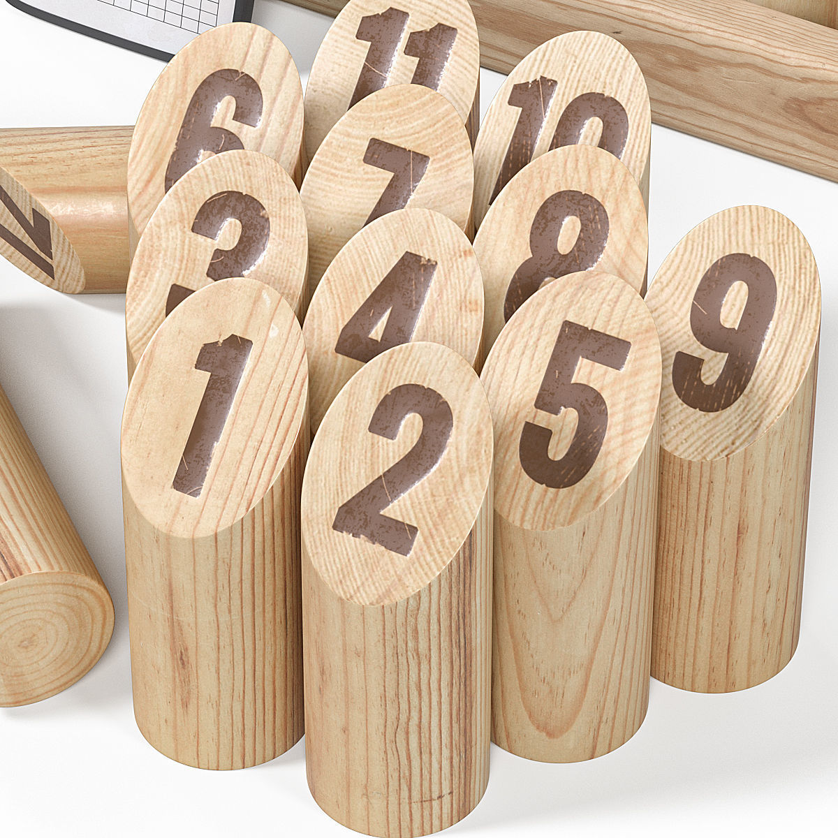 Set for the game Molkky Finnish towns 3D model | CGTrader