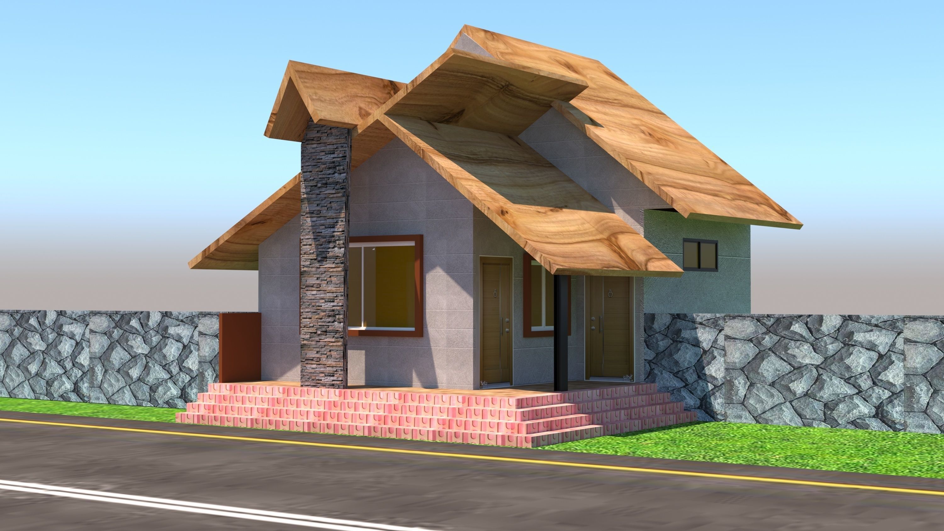 cottage or Farm House Elevation 3D model | CGTrader