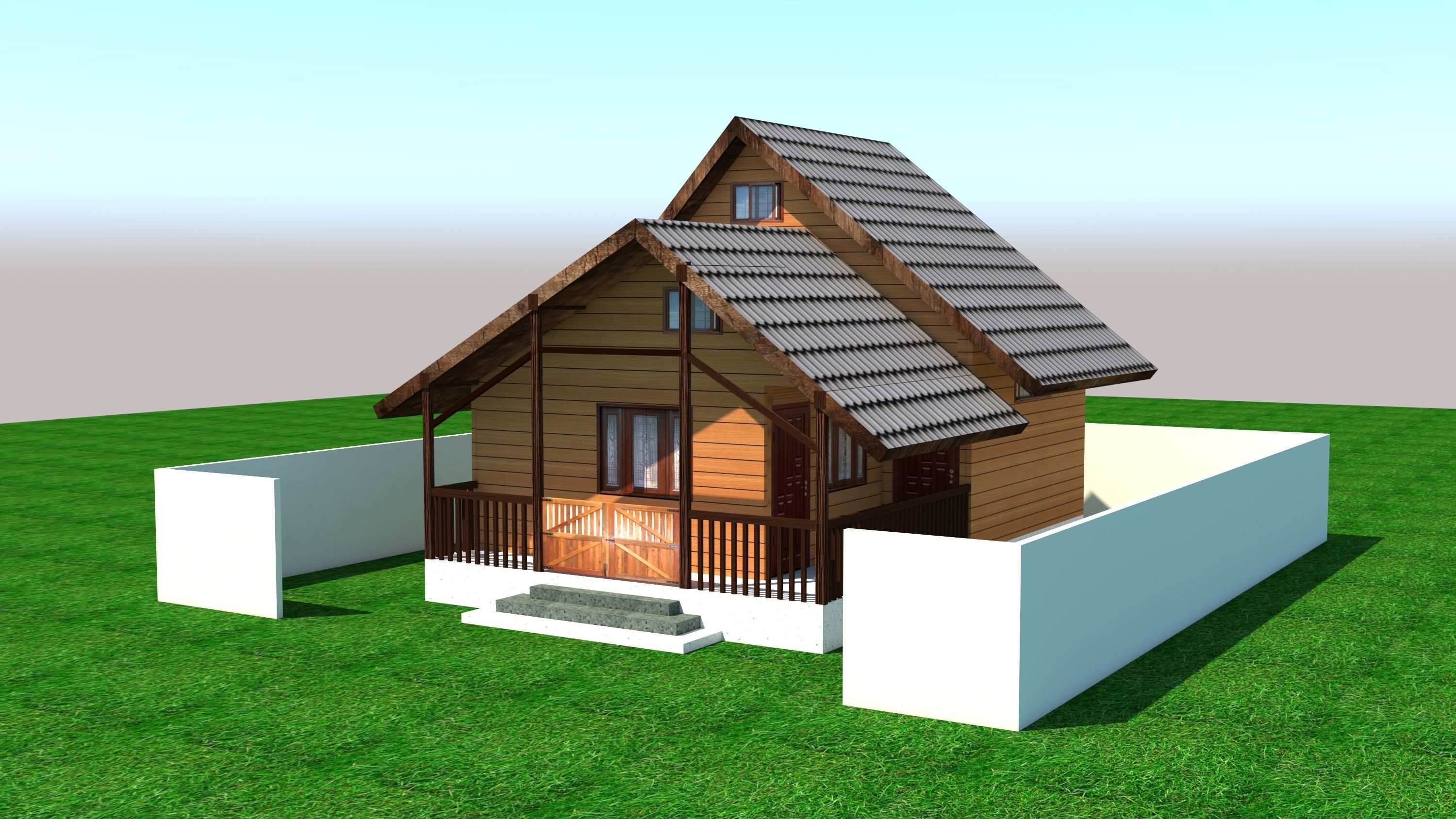 cottage or Farm House Elevation 3D model | CGTrader