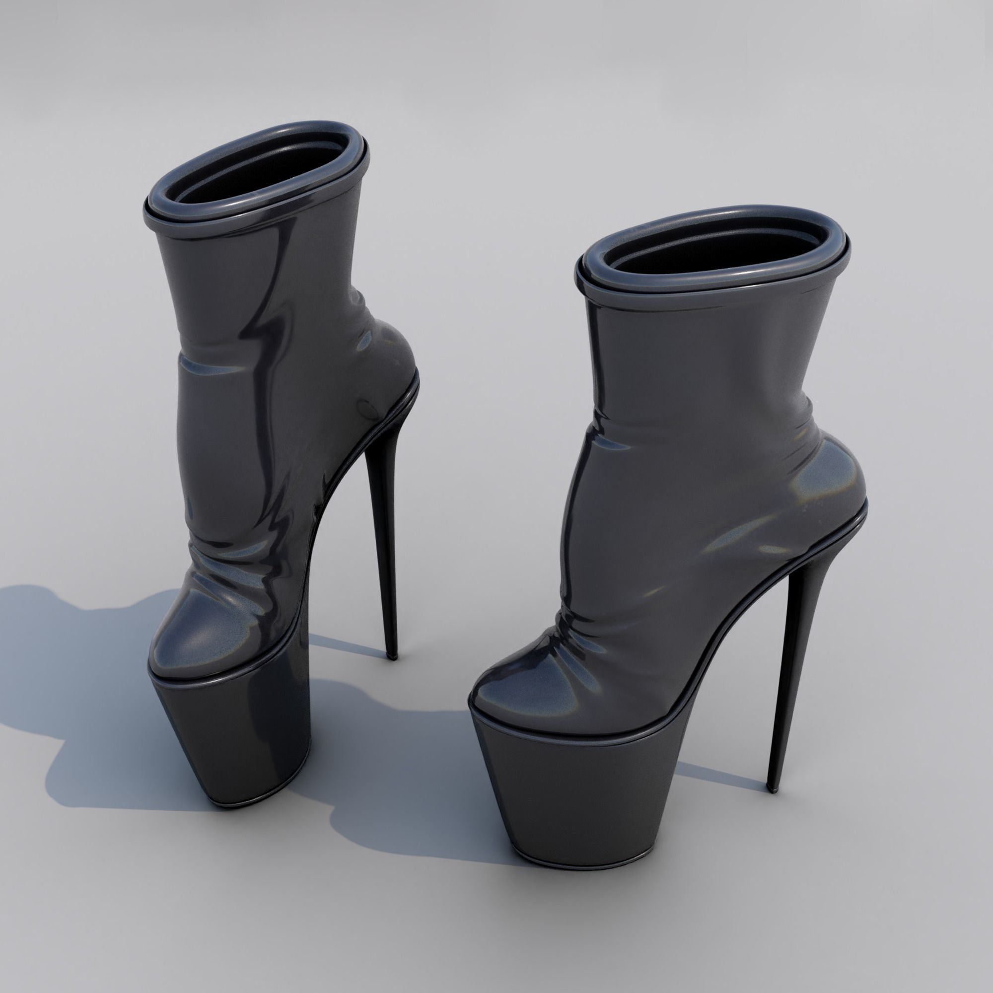 Tight Latex Platform High Heel Boot 3D model | CGTrader