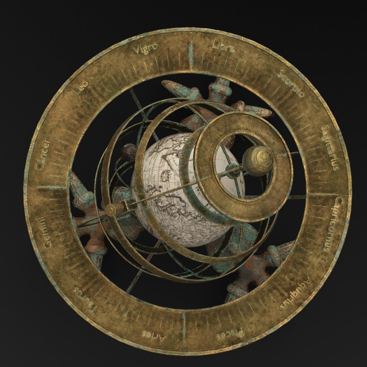 3D model Astrolabe globe with claws VR / AR / low-poly | CGTrader