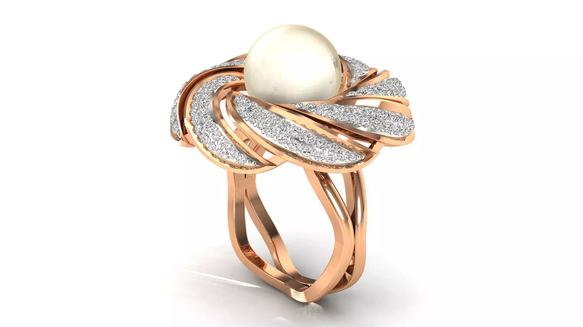 pearl diamond ring 3D model 3D printable | CGTrader