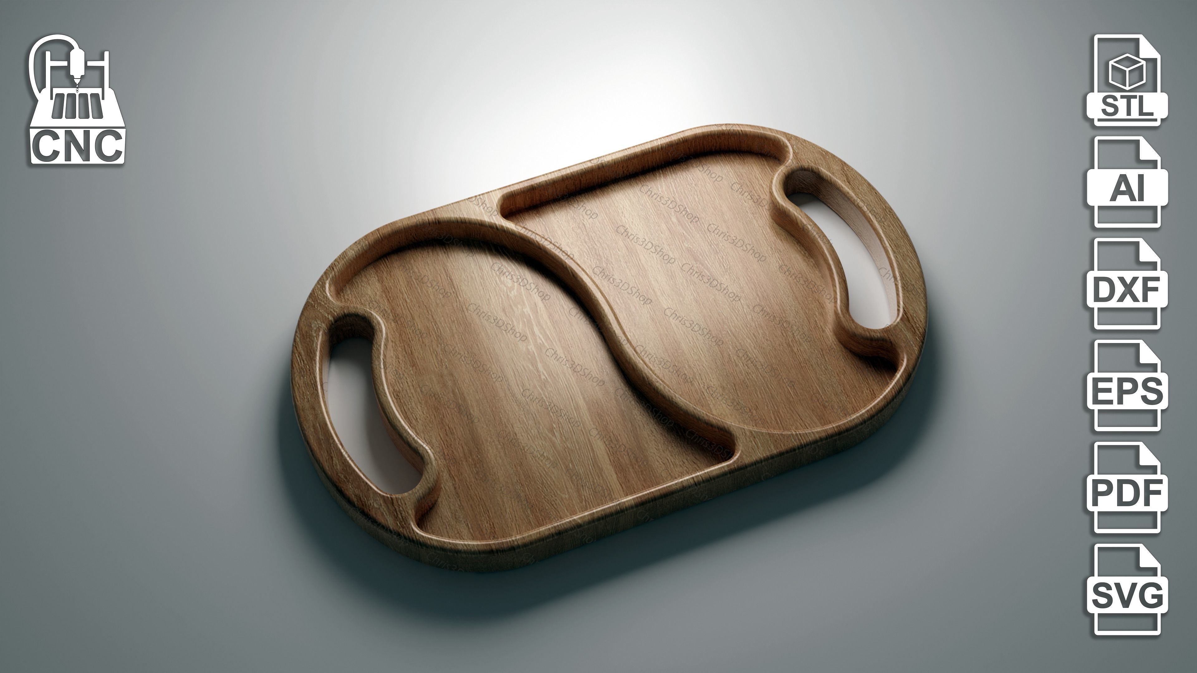 Oval Serving Tray 2- Files for CNC 3D model | CGTrader