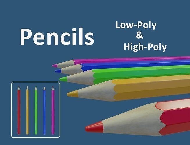 3D model Pencils low-poly VR / AR / low-poly | CGTrader