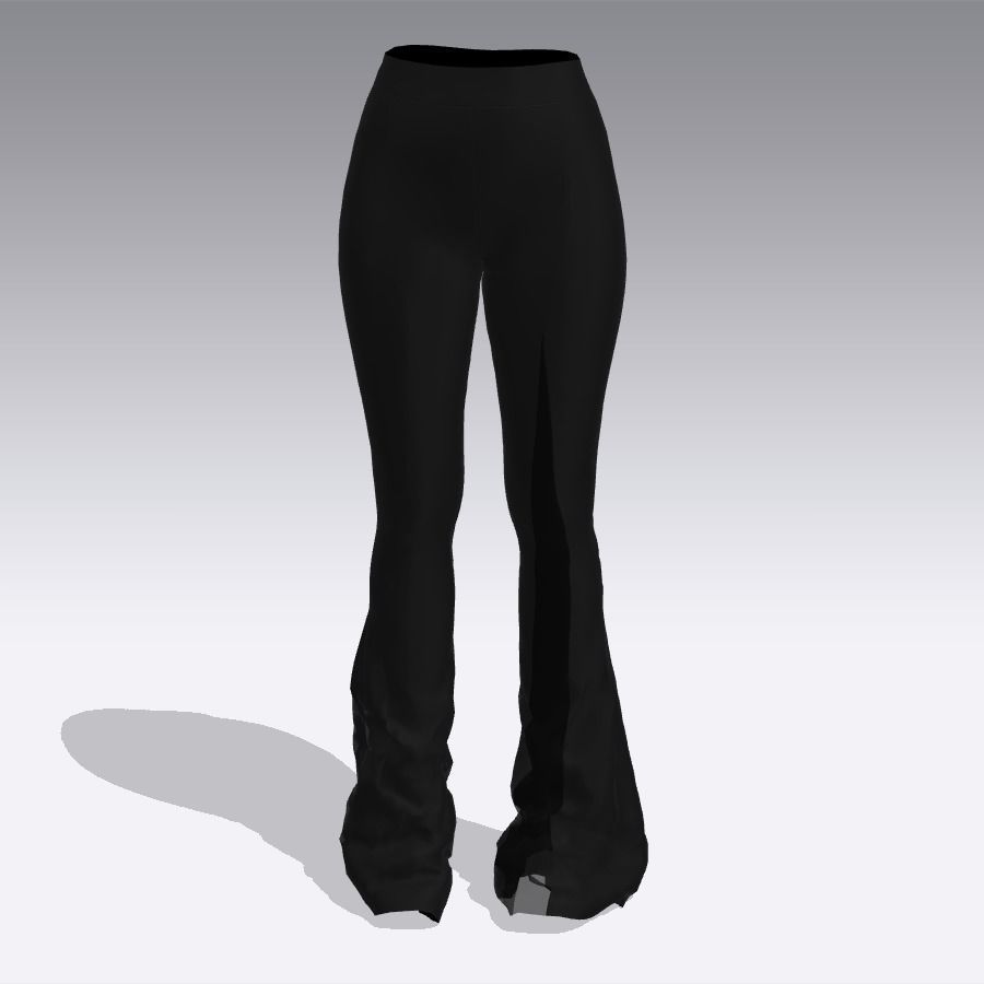 PANT LONG FLARED BLACK TRANSPARENT SLIT MODERN LOOK 3D model | CGTrader