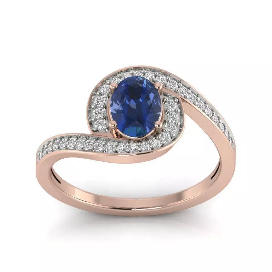 Engagement Oval Stone Ring 3D print model 3D model 3D printable | CGTrader