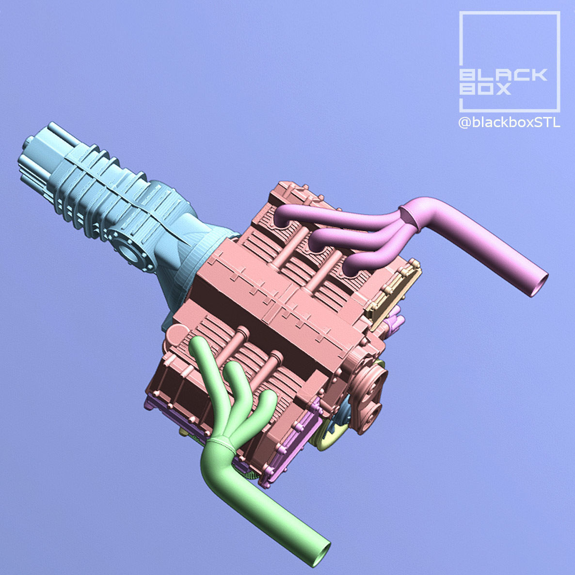 Flat six ENGINE 1-24th for modelkits and diecast 3D model 3D printable ...