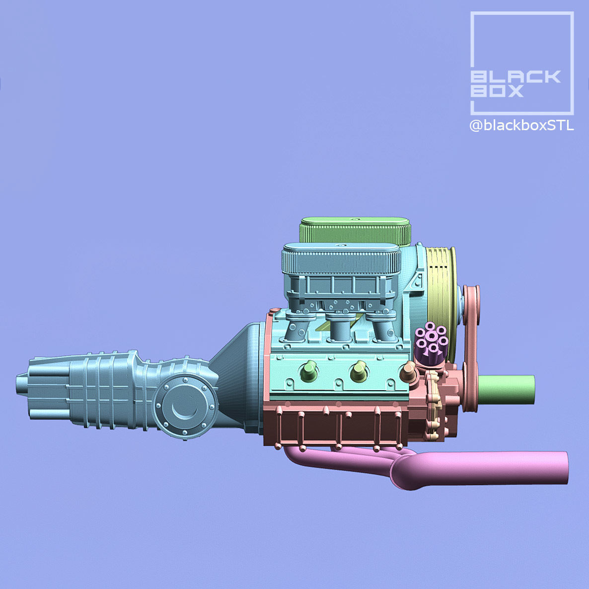 Flat six ENGINE 1-24th for modelkits and diecast 3D model 3D printable ...