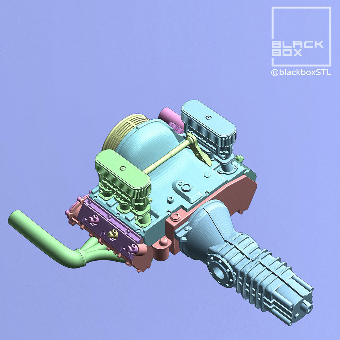 Flat six ENGINE 1-24th for modelkits and diecast 3D model 3D printable ...