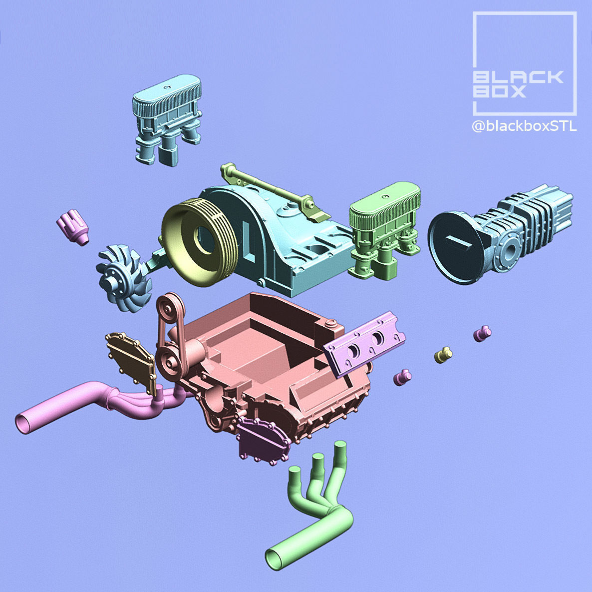 Flat six ENGINE 1-24th for modelkits and diecast 3D model 3D printable ...