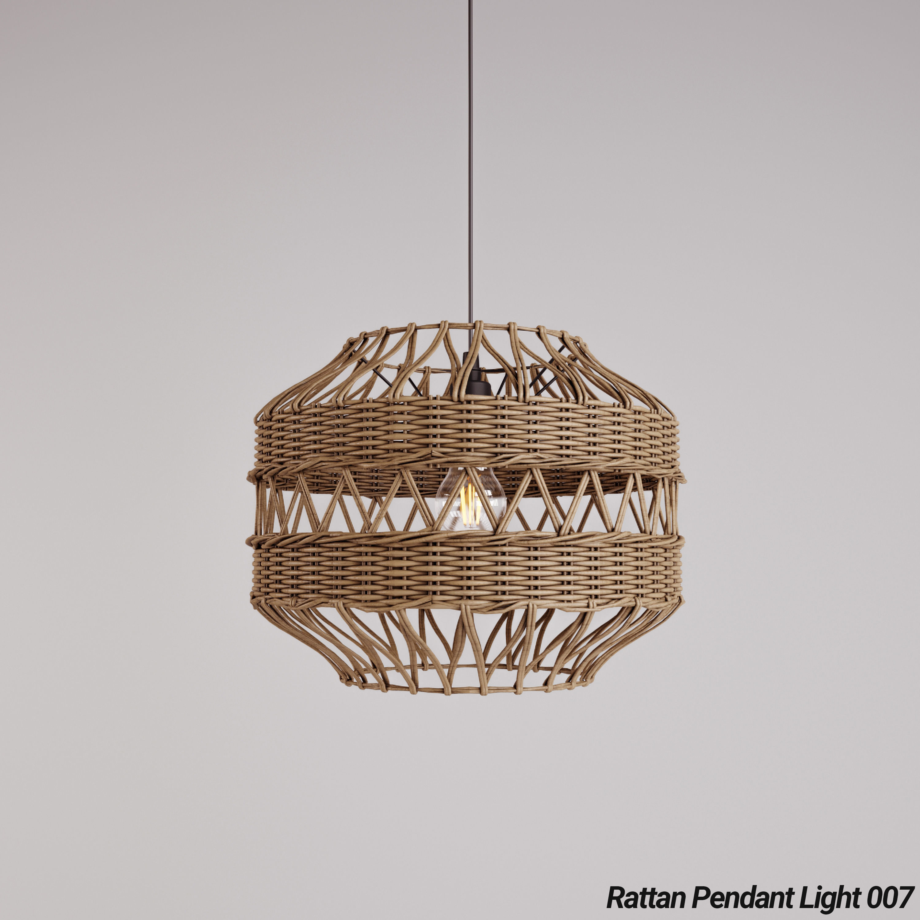Realistic Rattan Pendant Lights High Detail 3D model | CGTrader
